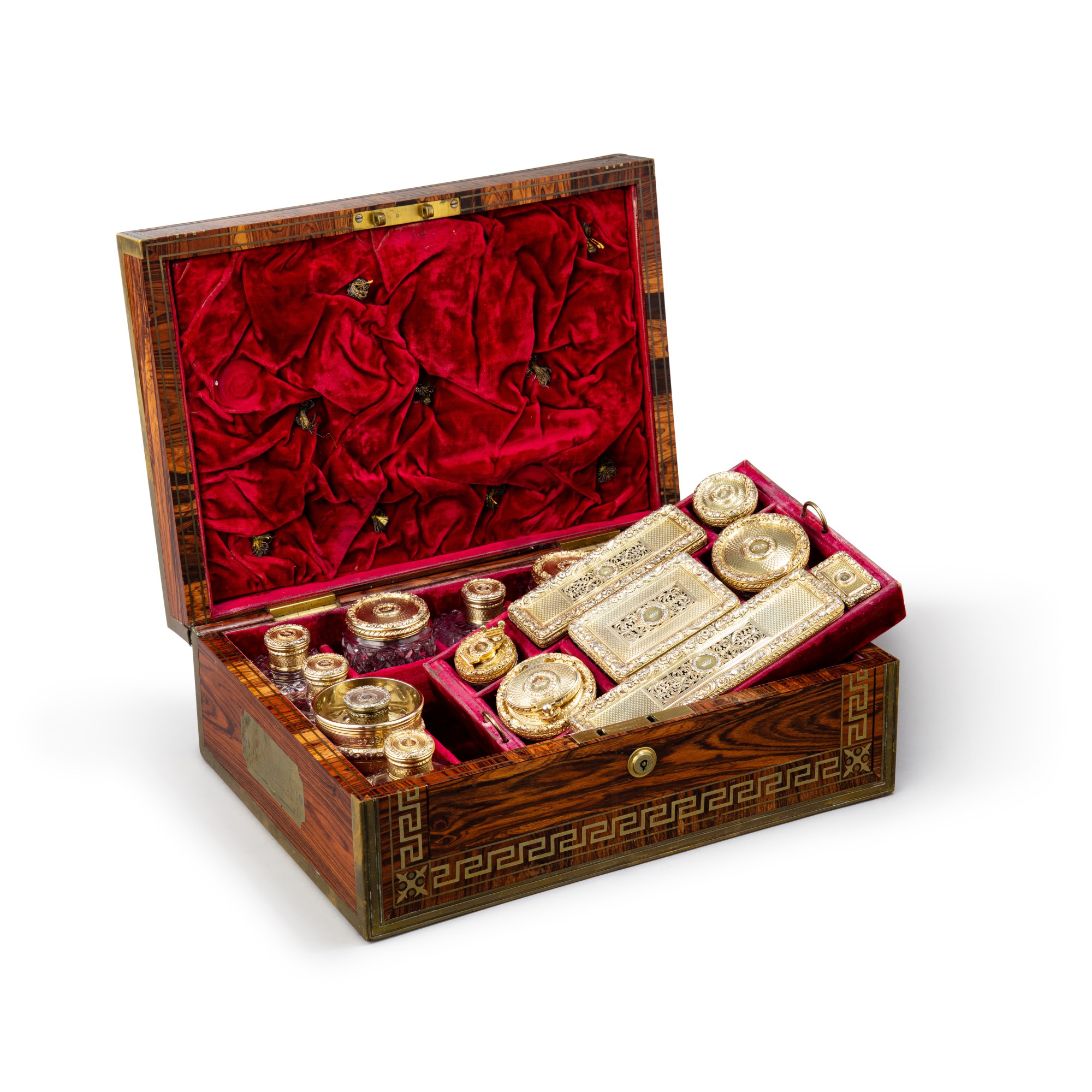 A George IV silver-gilt toilet travelling set, Charles Rawlings, London ...