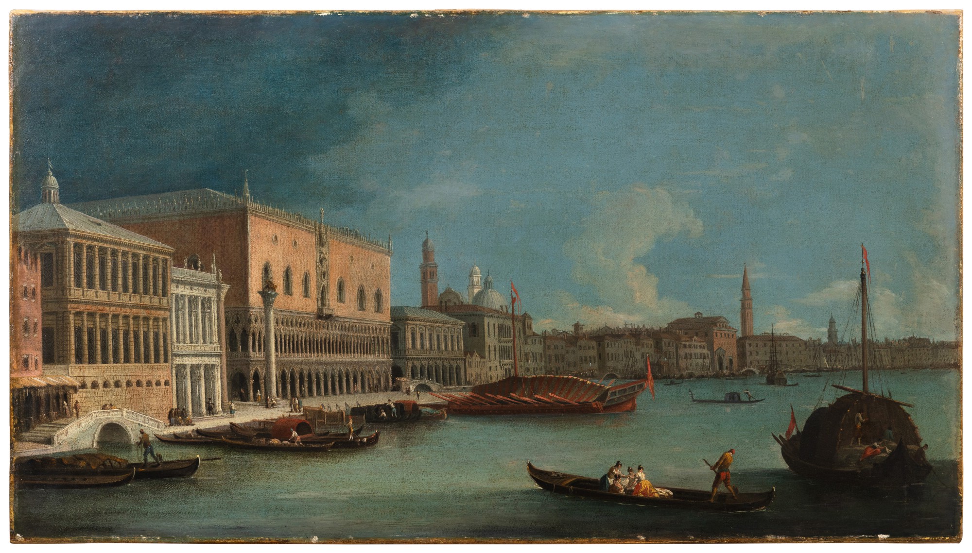 A View of the Molo in Venice, with the Doge's Palace and the Quai des ...