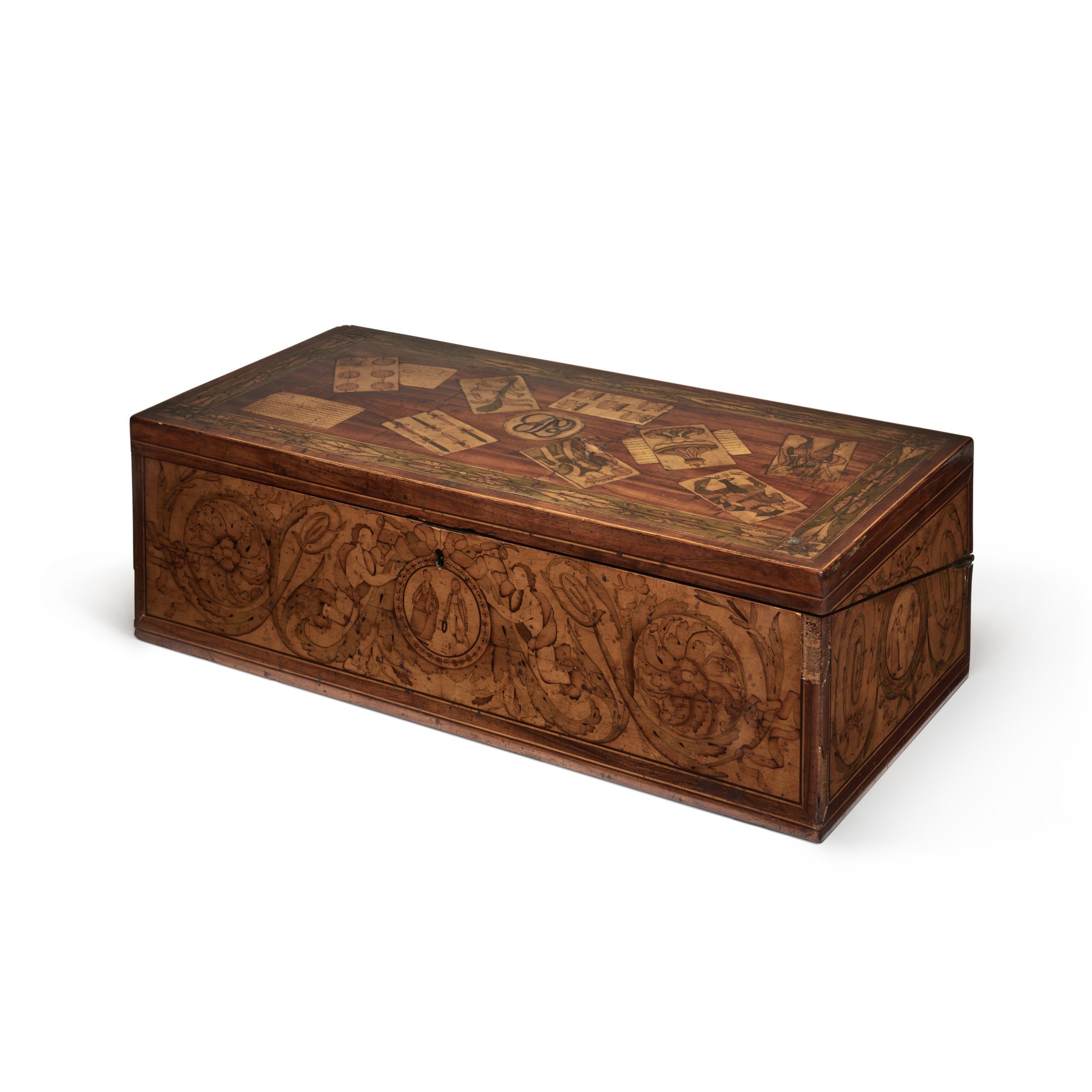 A Neoclassical Fruitwood and Stained Sycamore Marquetry Rosewood ...