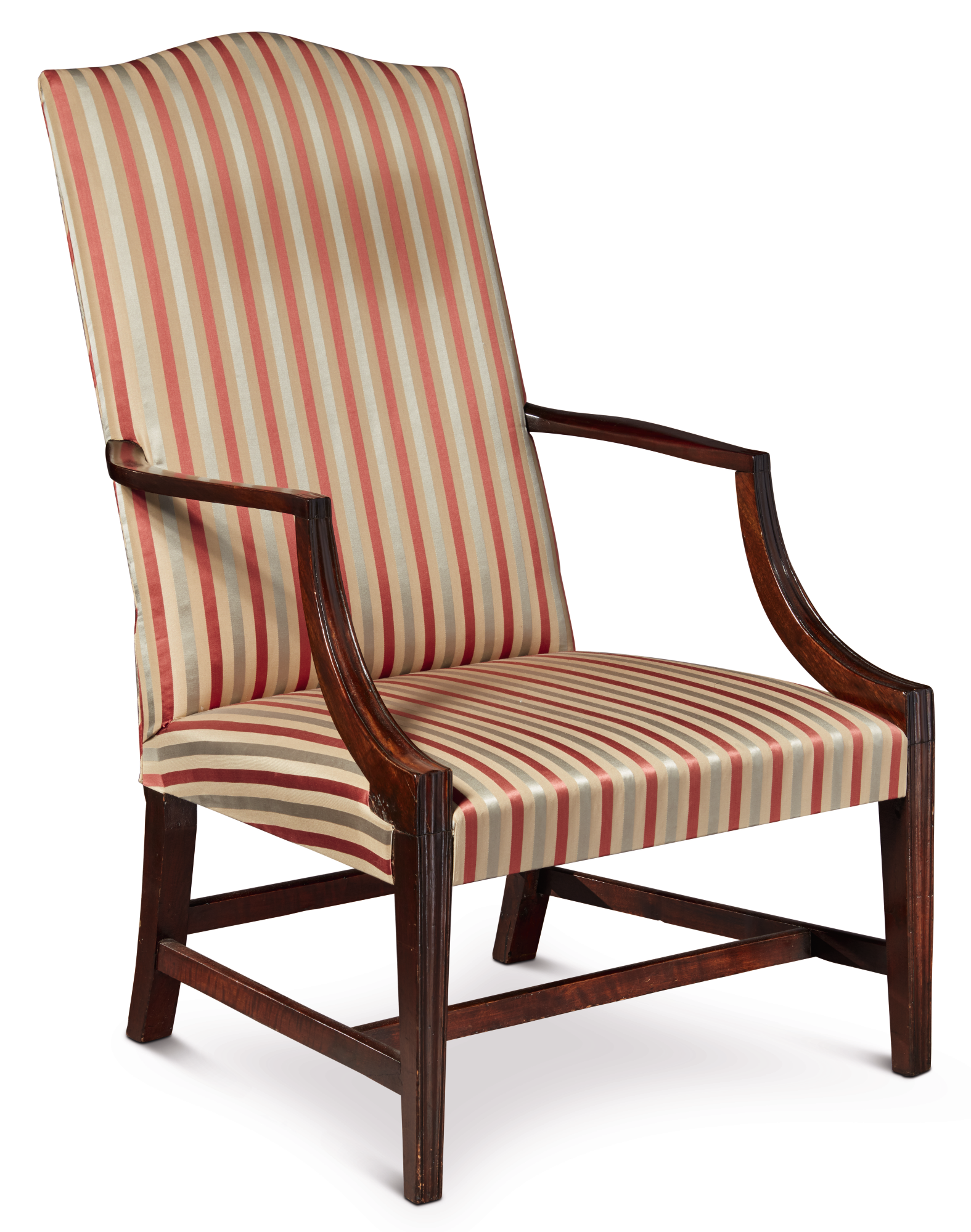FINE FEDERAL CARVED MAHOGANY LOLLING CHAIR, BOSTON OR NORTH SHORE ...
