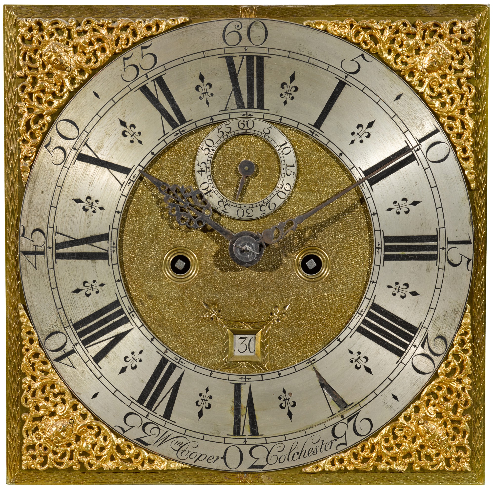 A walnut marquetry longcase clock, William Cooper, Colchester, movement ...