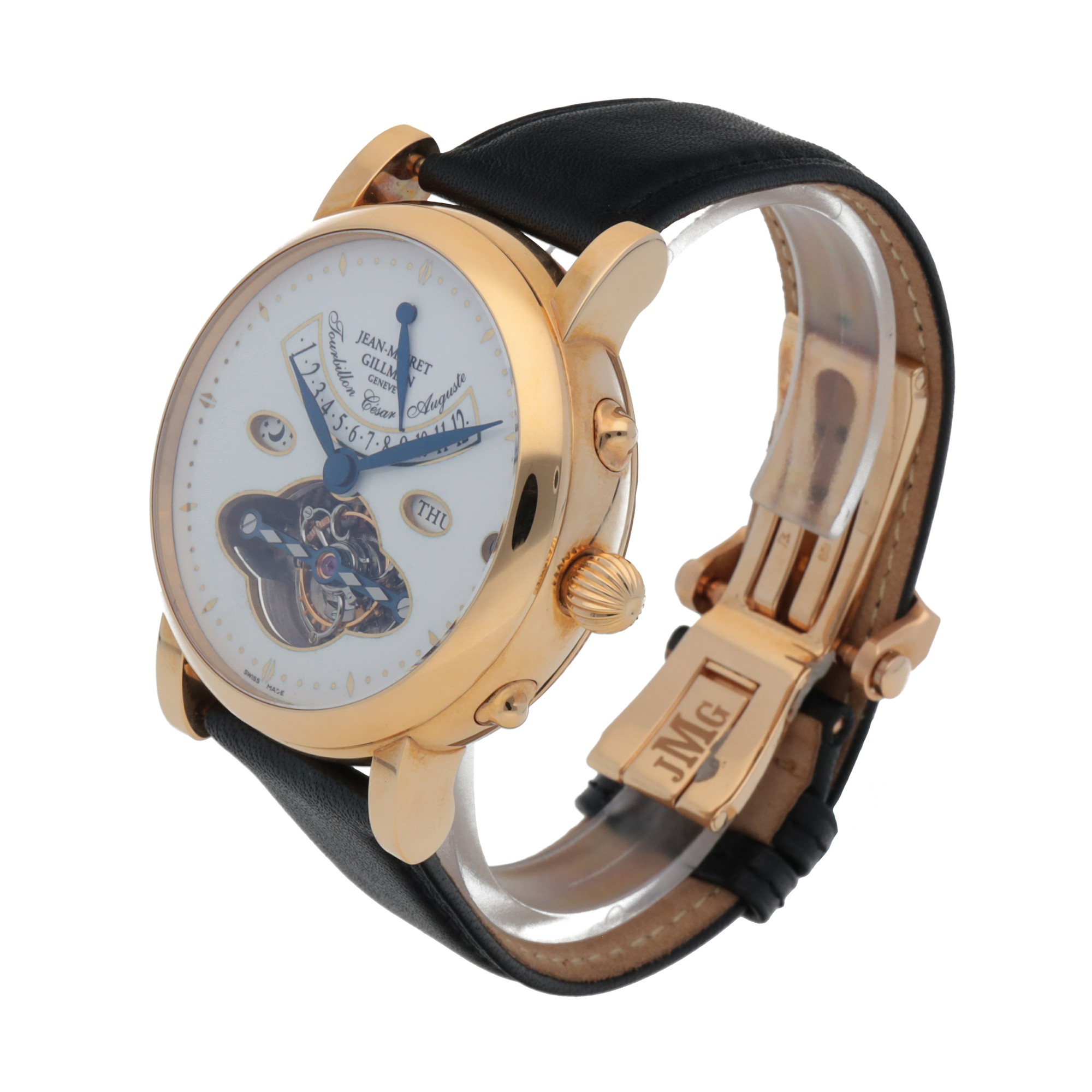 CESAR AUGUSTE PINK GOLD TOURBILLON WRISTWATCH WITH DAY, DATE, DAY/NIGHT ...