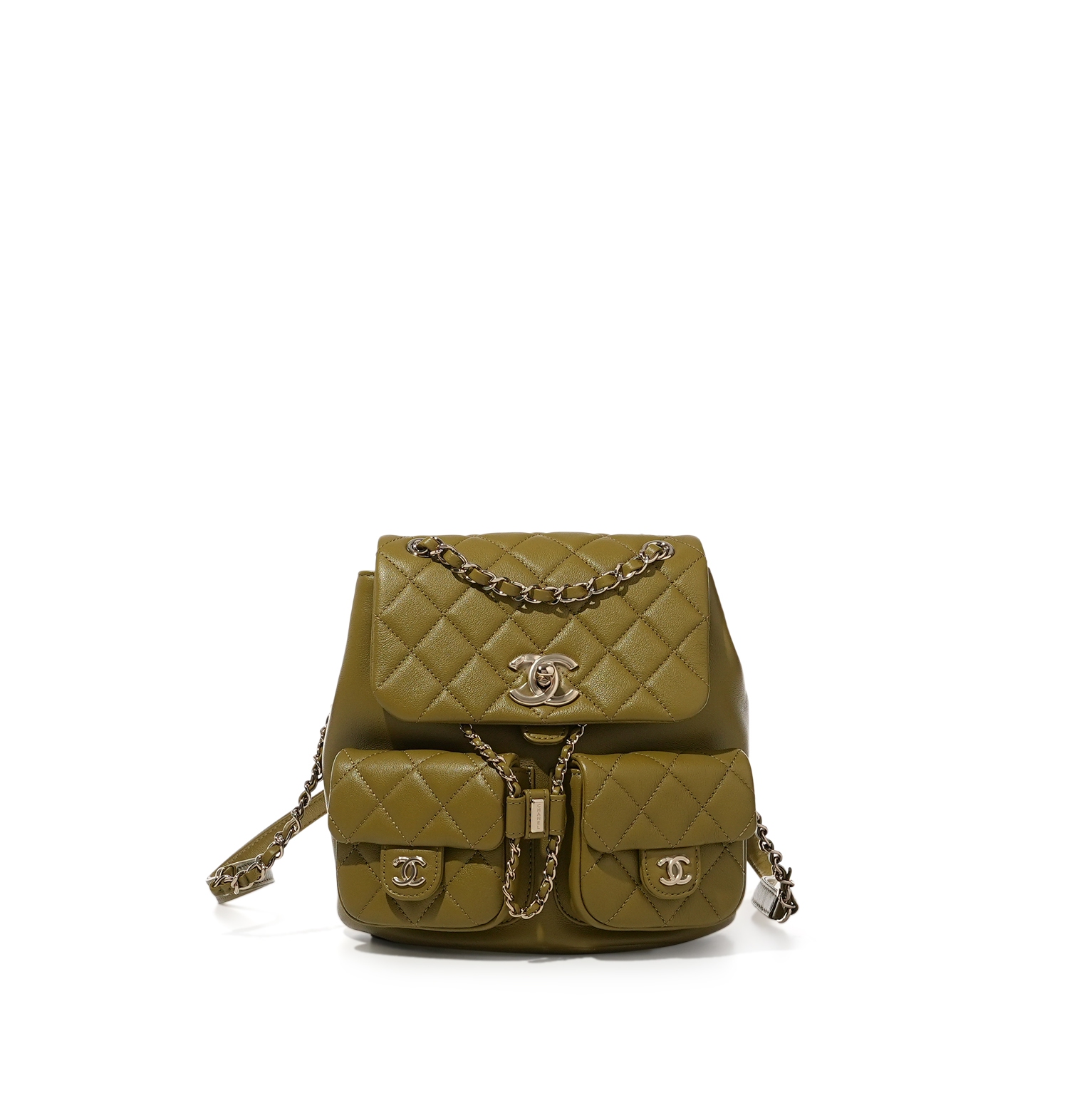 Chanel Olive Green Quilted Calfskin Backpack Pale Gold Hardware, 2023 ...