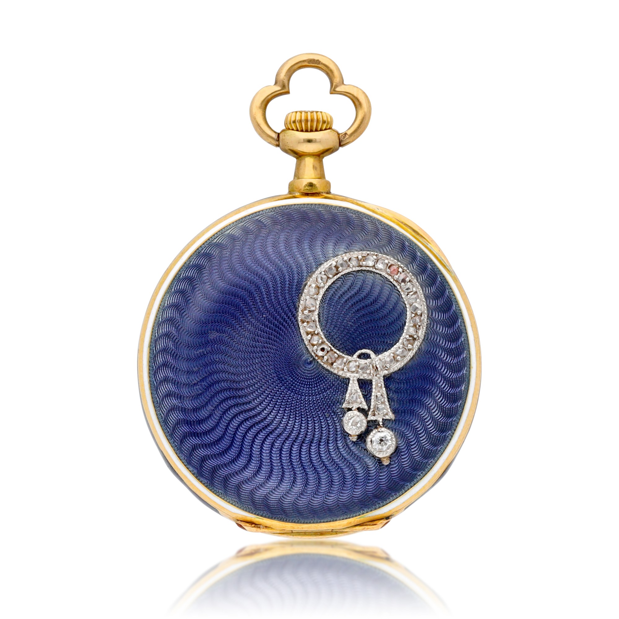 Swiss A Paul Buhré gold, enamel and diamond-set pendant watch with ...