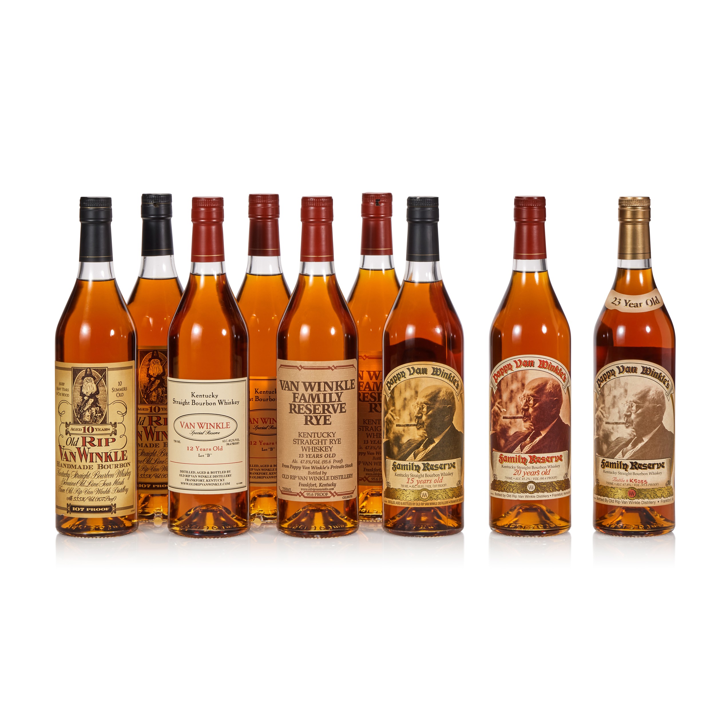 A Collection of Pappy Van Winkle from 2019 to 2020 (9 bottles) | Icons ...