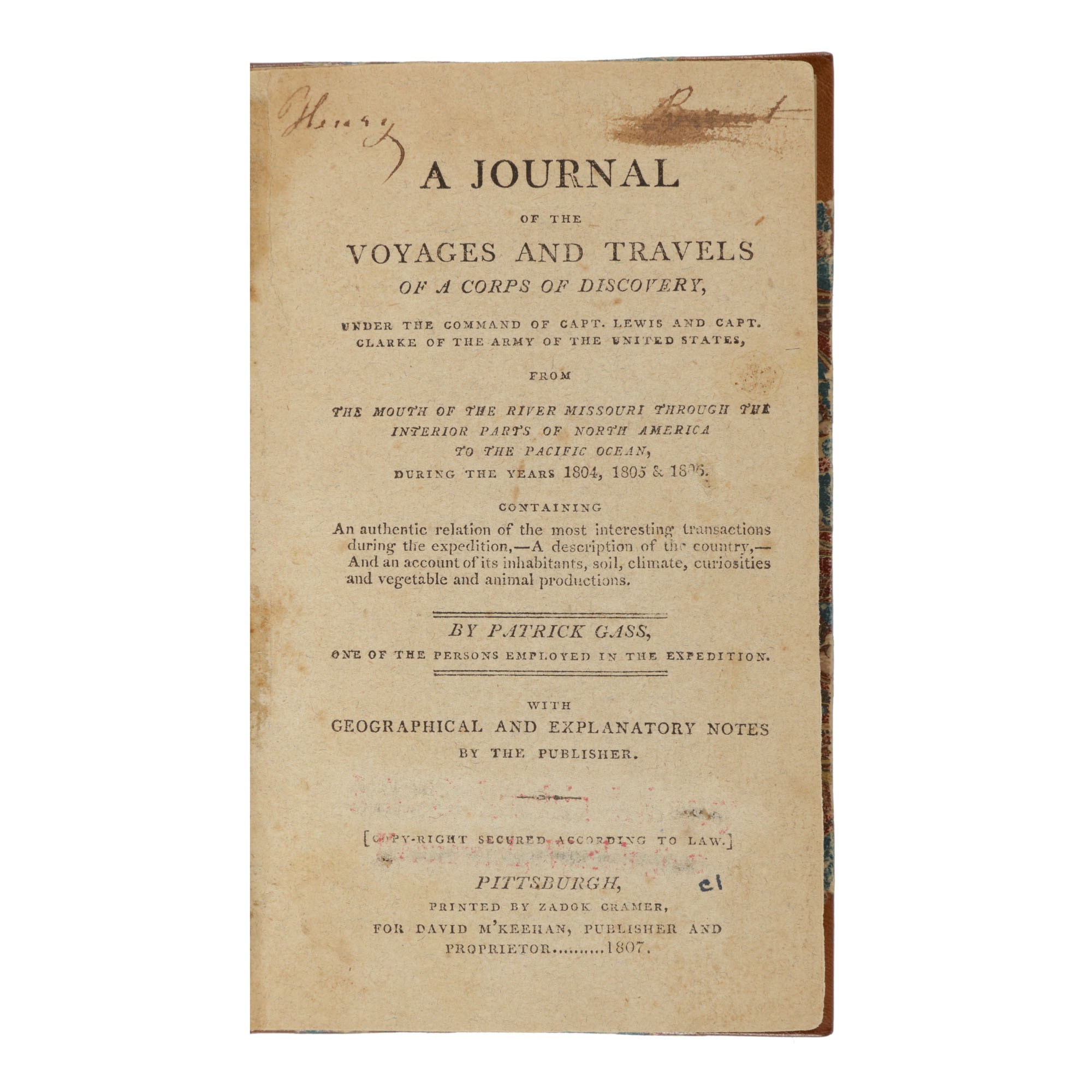Gass, Patrick | The earliest account of Lewis and Clark | The Passion ...
