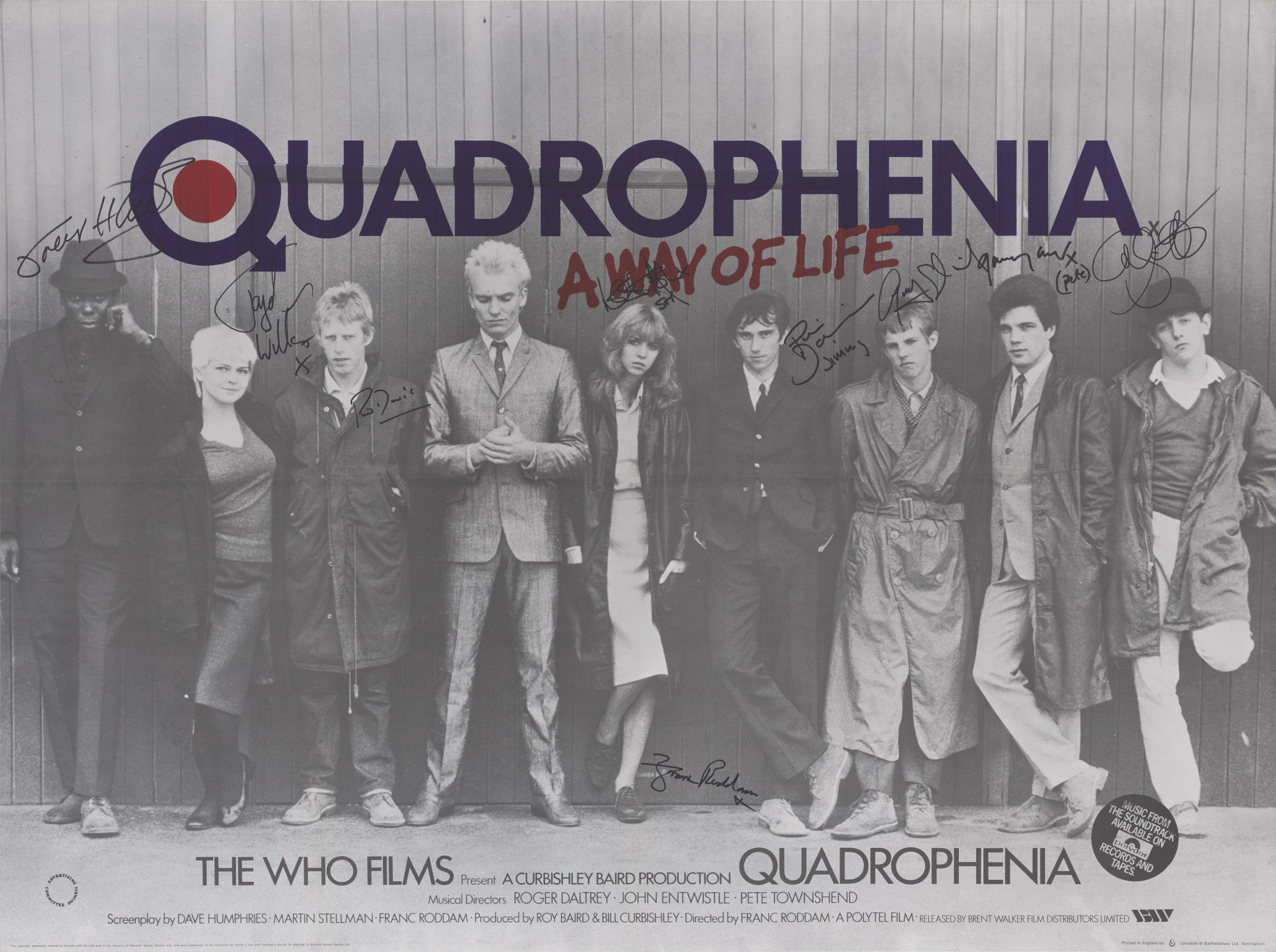 QUADROPHENIA (1979) POSTER, BRITISH, SIGNED BY FRANC RODDAM; TREVOR ...