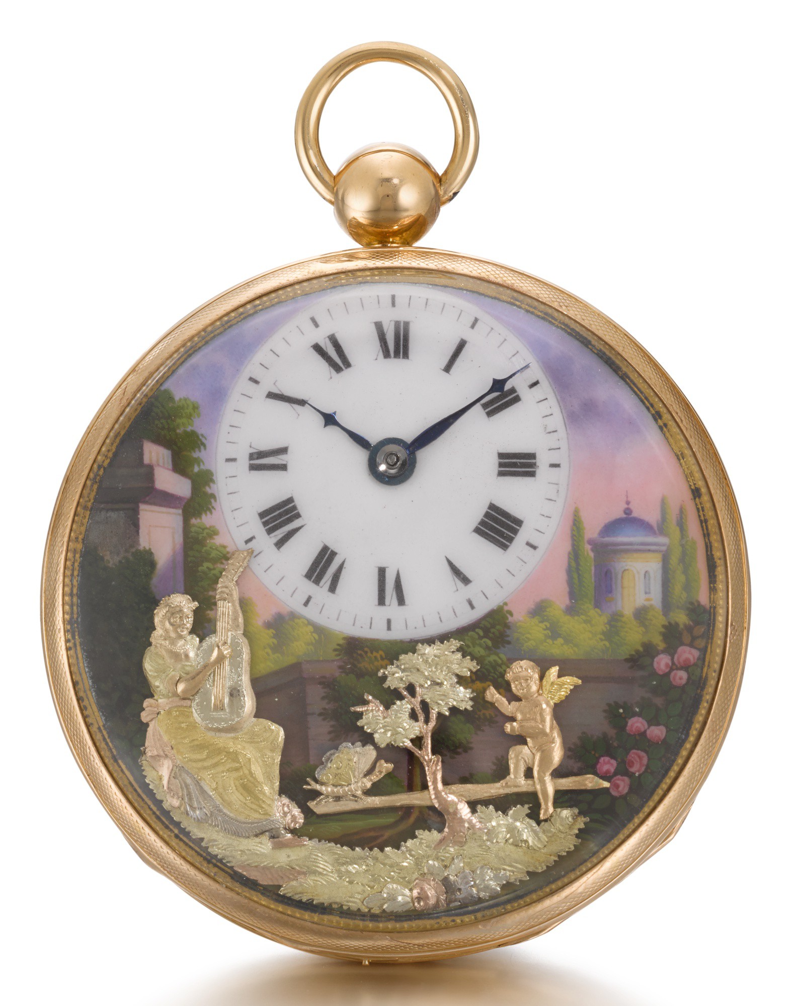 A PAIR OF VERY FINE AND RARE GOLD AND ENAMEL MUSICAL AUTOMATON WATCHES ...