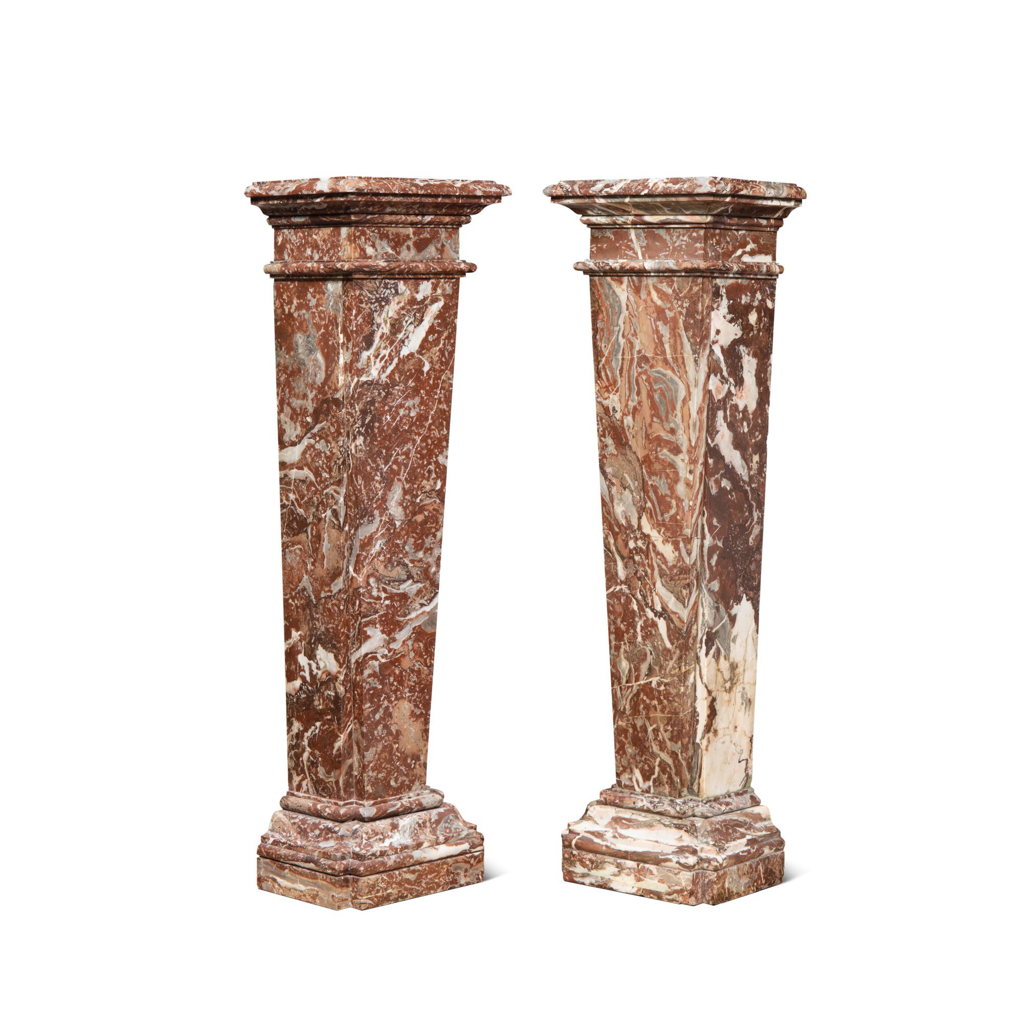 A pair of Rance red marble veneered pedestals, 20th century | Hôtel ...