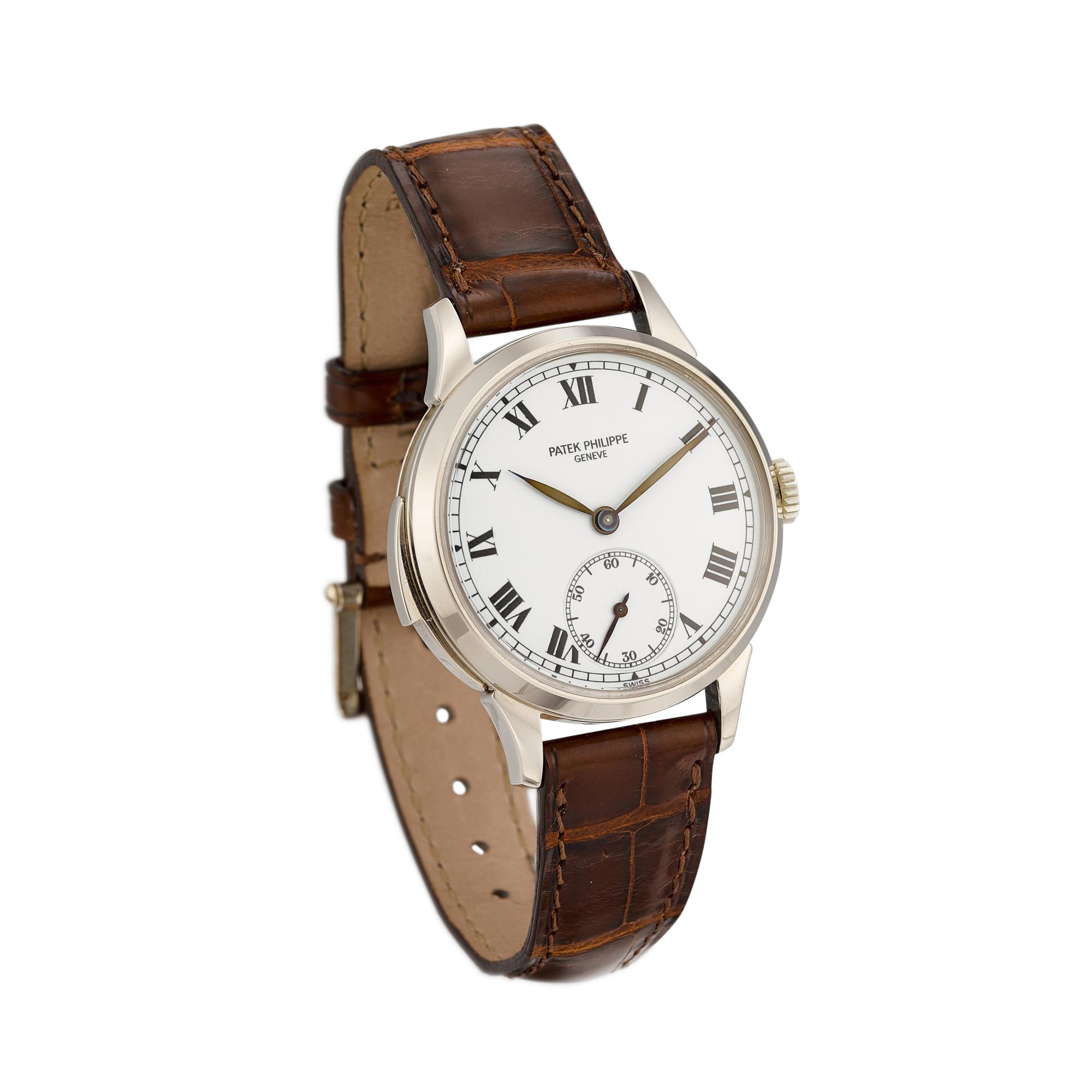 Reference 3979 | A white gold minute repeating wristwatch with enamel ...