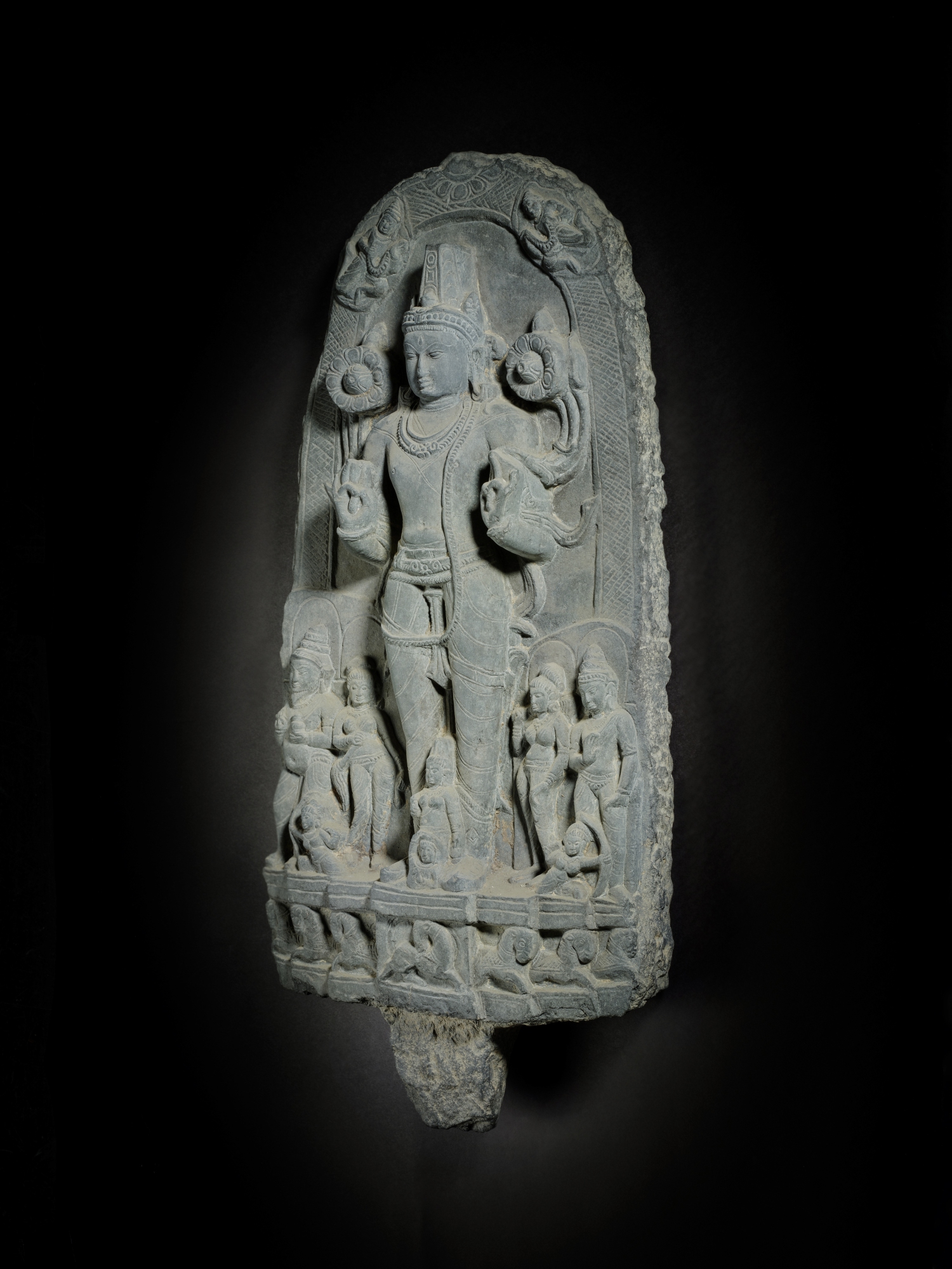 A black stone stele depicting Surya, East India, Pala period, 11th / 12th century | Indian and ...