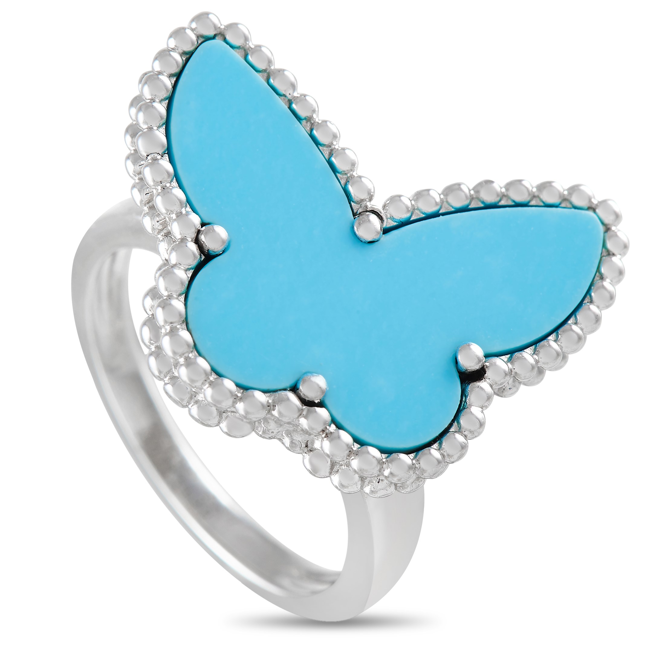 Van Cleef & Arpels White Gold And Turquoise Alhambra Butterfly Ring ...