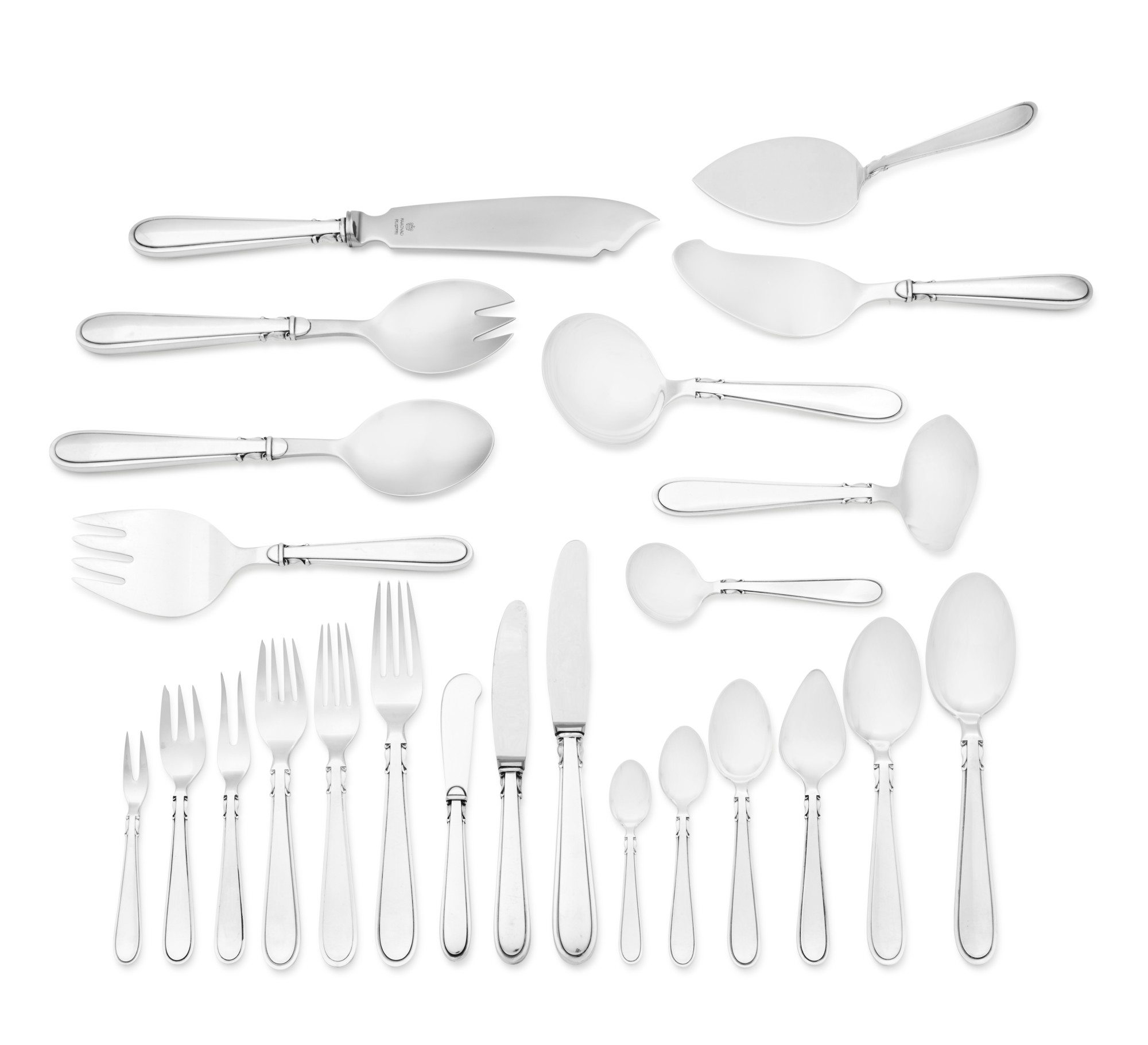 An extensive Danish silver Thread pattern flatware service, Cohr ...