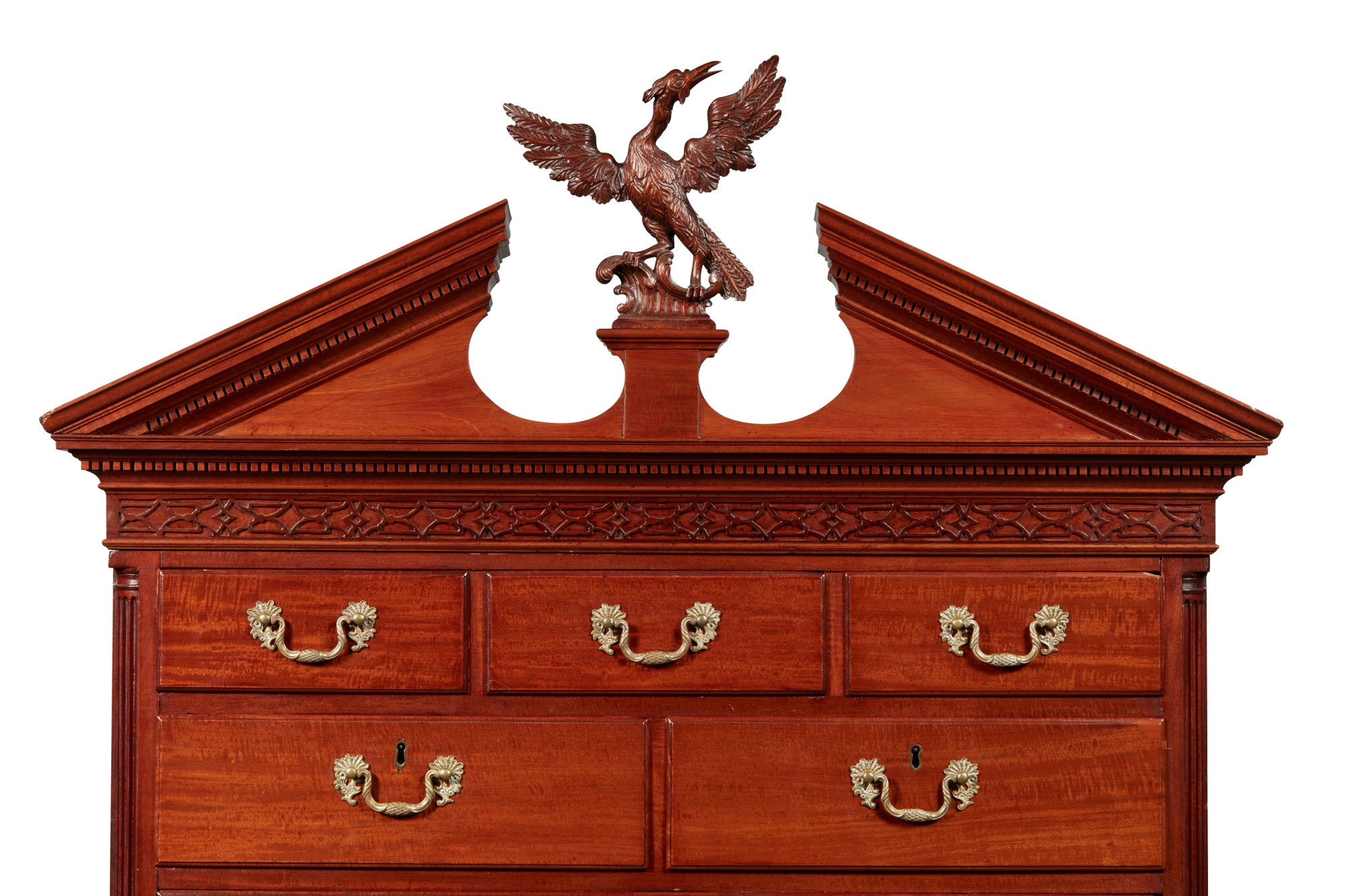 Very Fine and Rare Chippendale Carved and Highly Figured Mahogany Pitch ...