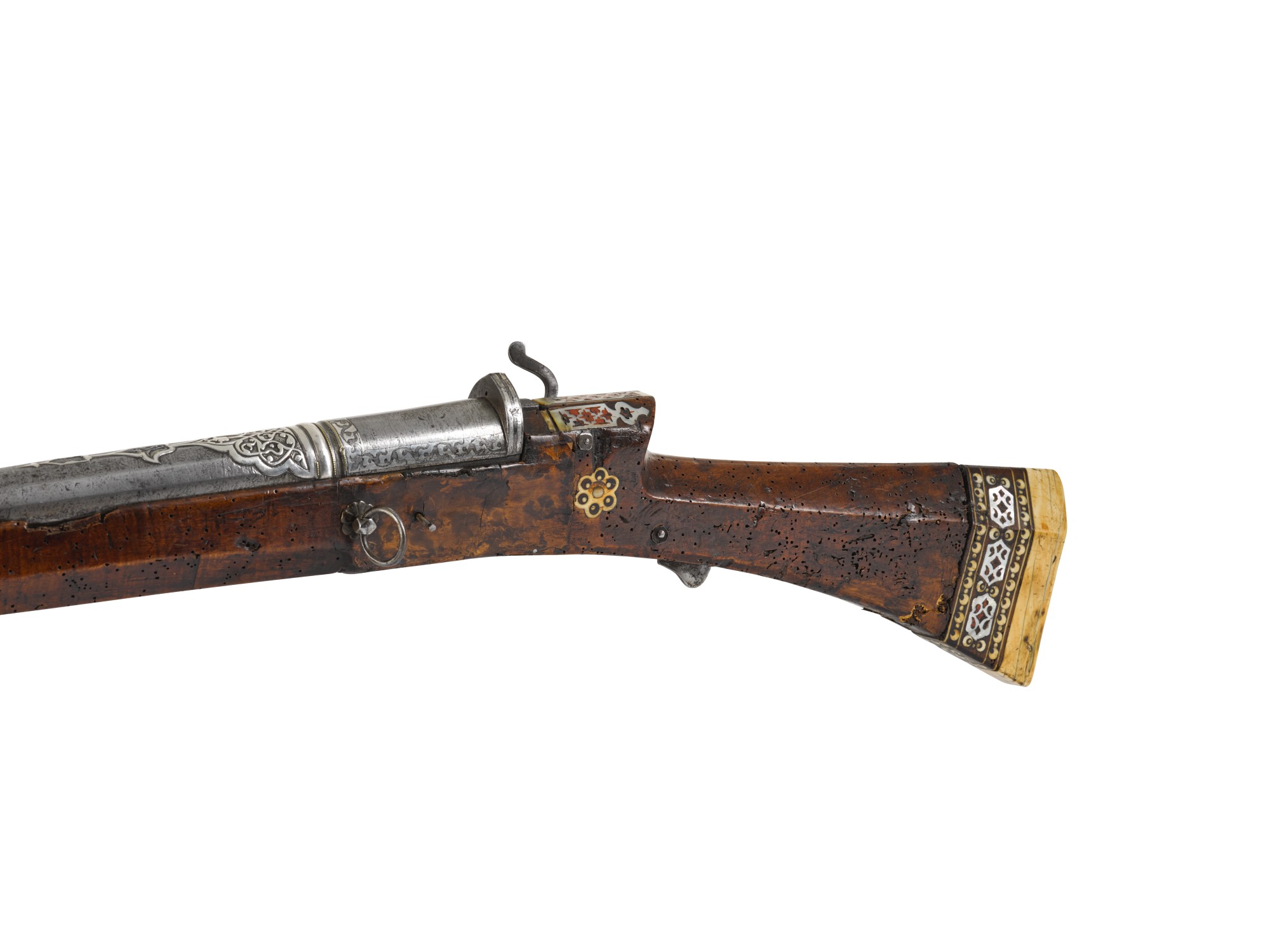 AN OTTOMAN IVORY AND MOTHER-OF-PEARL INLAID RAMPART GUN, TURKEY, 17TH ...