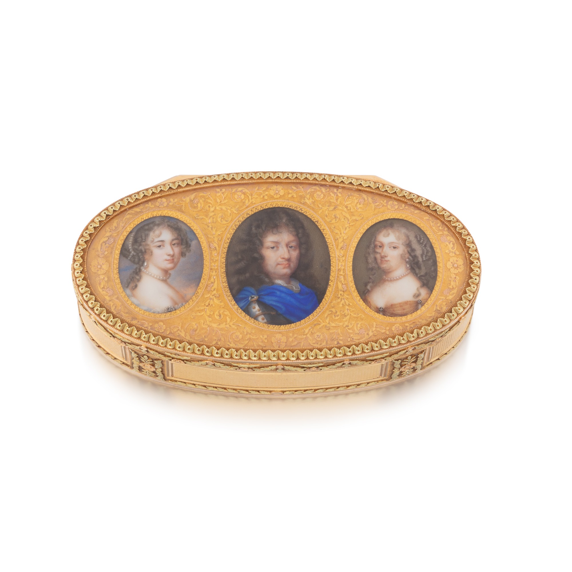 A three-coloured gold and ivory boîte-a-miniature, Gabriel-Raoul Morel ...
