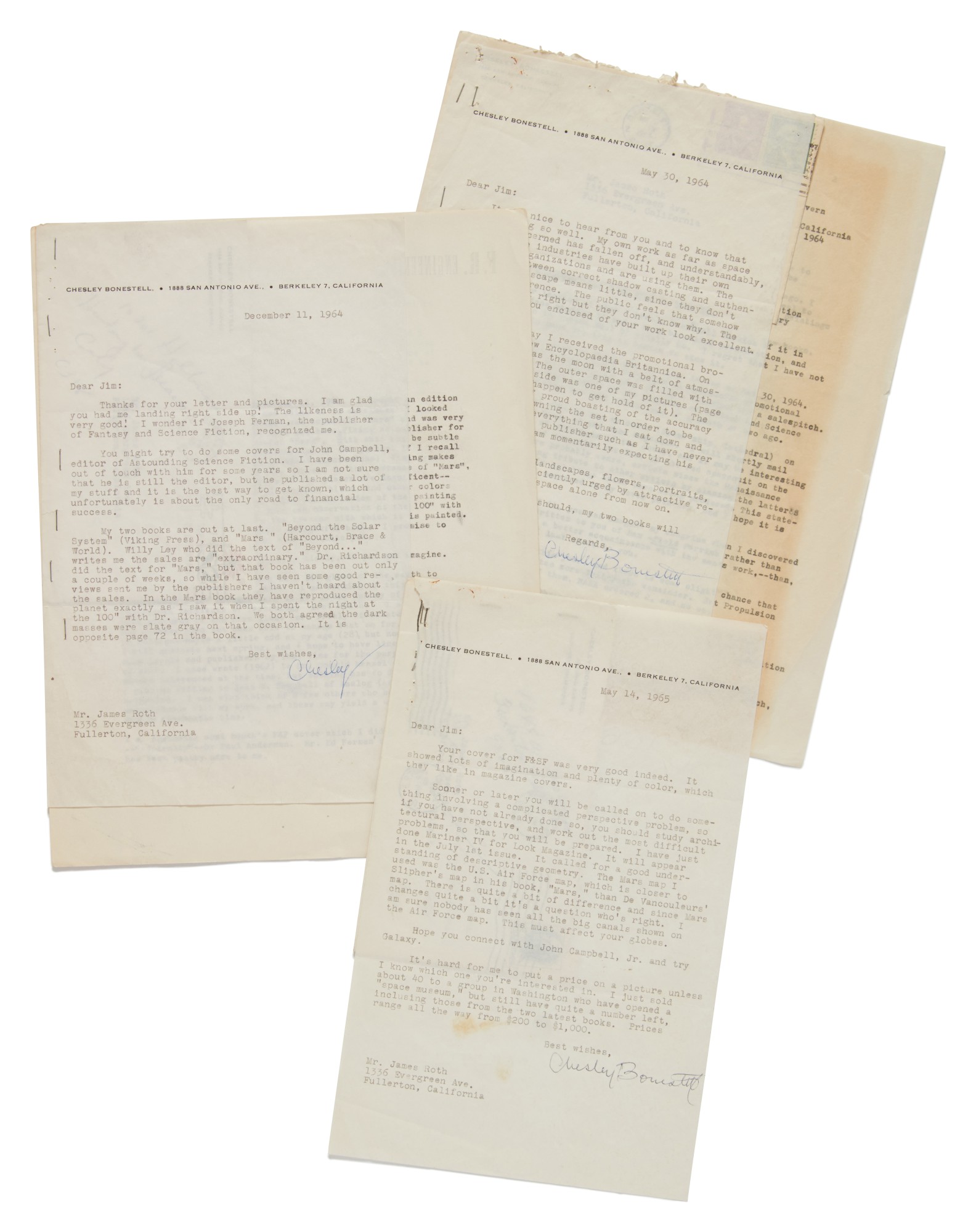 Archive of material inc. correspondence from Chesley Bonestell to James ...
