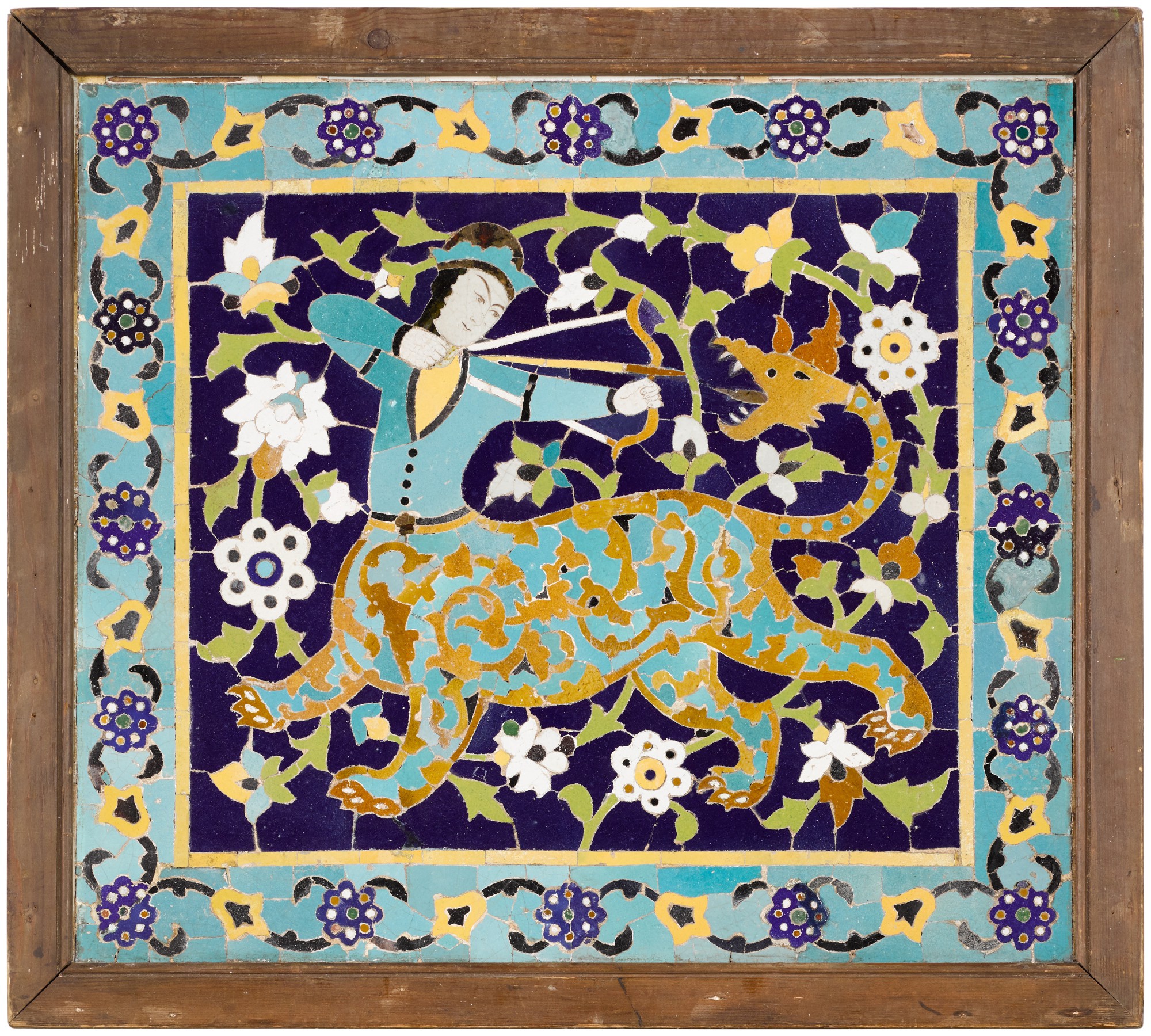 A Safavid cut-tile mosaic panel depicting the constellation Sagittarius ...