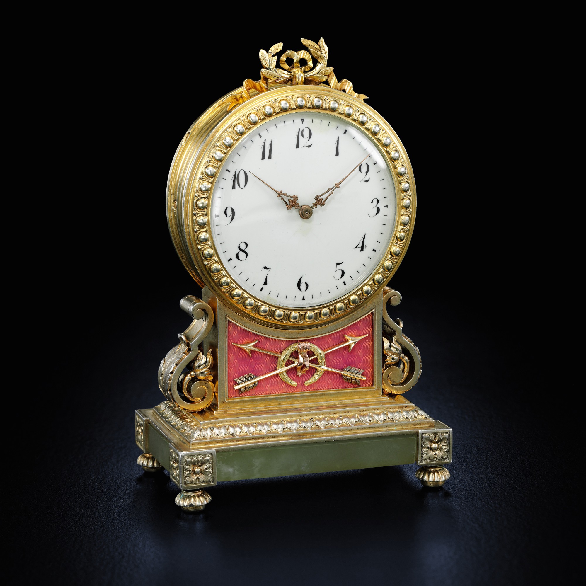 A rare and early Fabergé varicoloured gold-mounted, silver-gilt ...