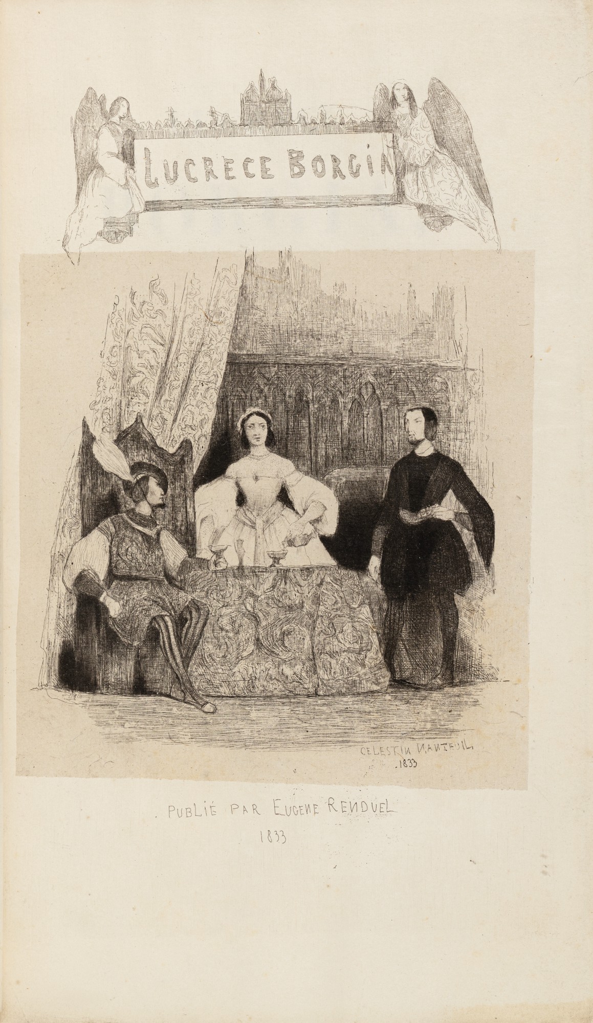 HUGO. Lucrèce Borgia. Paris, 1833. In-8, demi-maroquin rouge à long ...