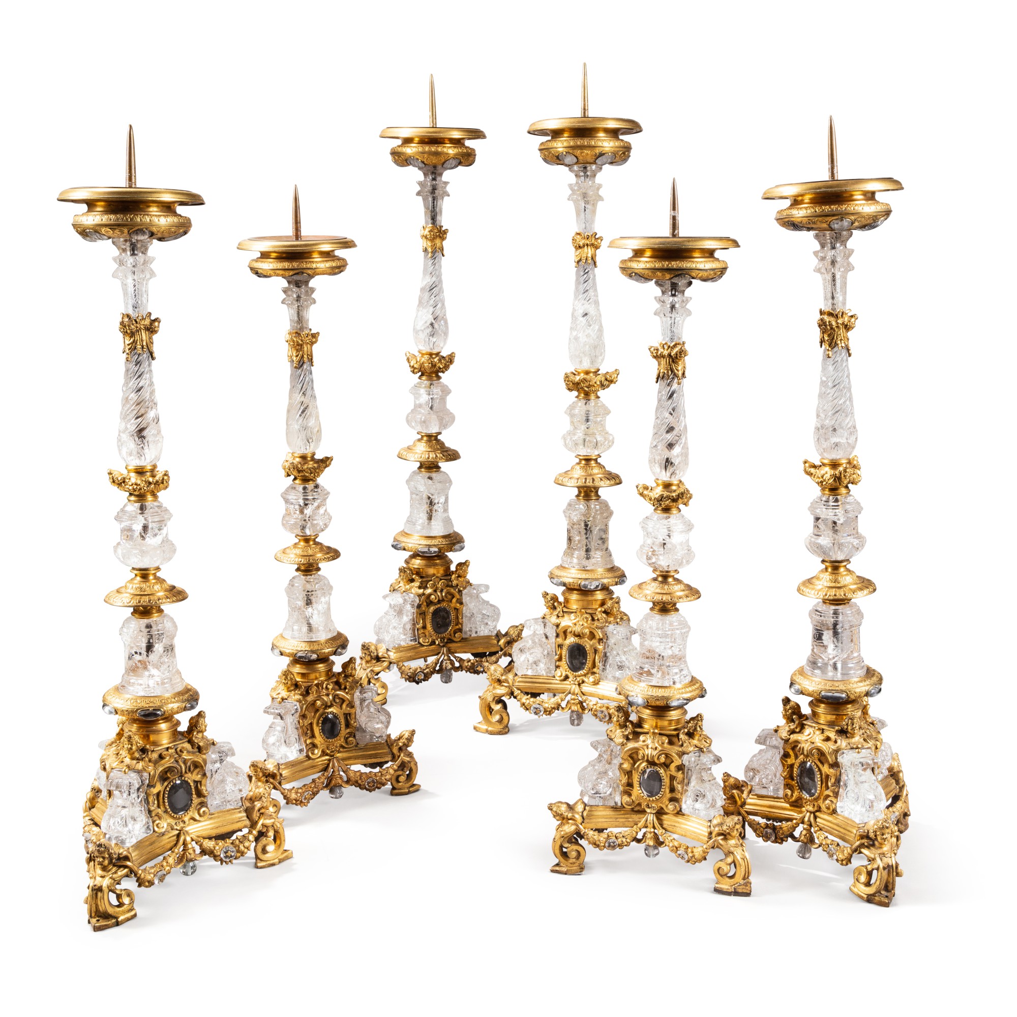 A rare set of six Italian pricket candlesticks, Naples, circa 1620-40 ...
