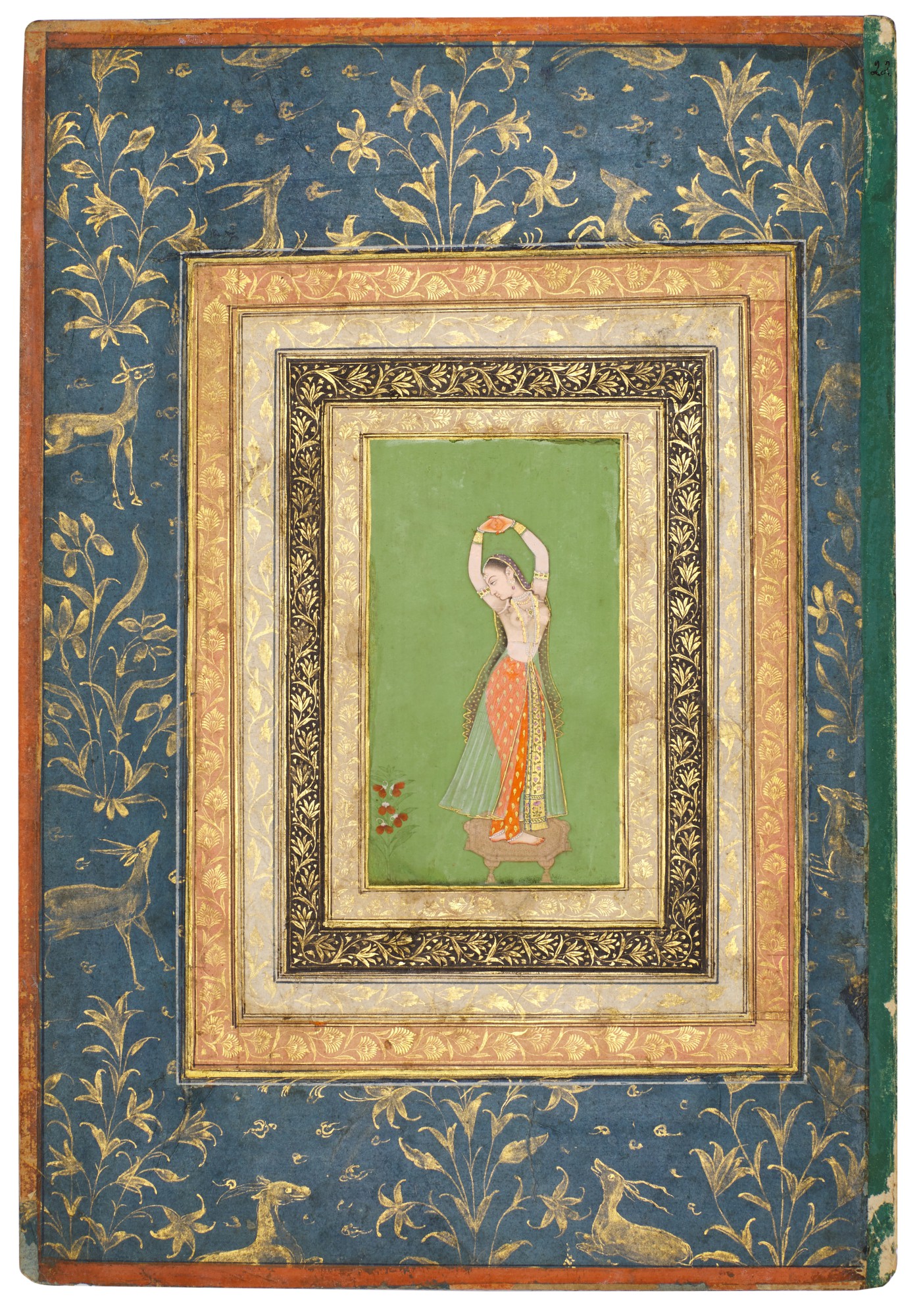 A lady standing on a low footstool, attributed to the artist Mutassim ...