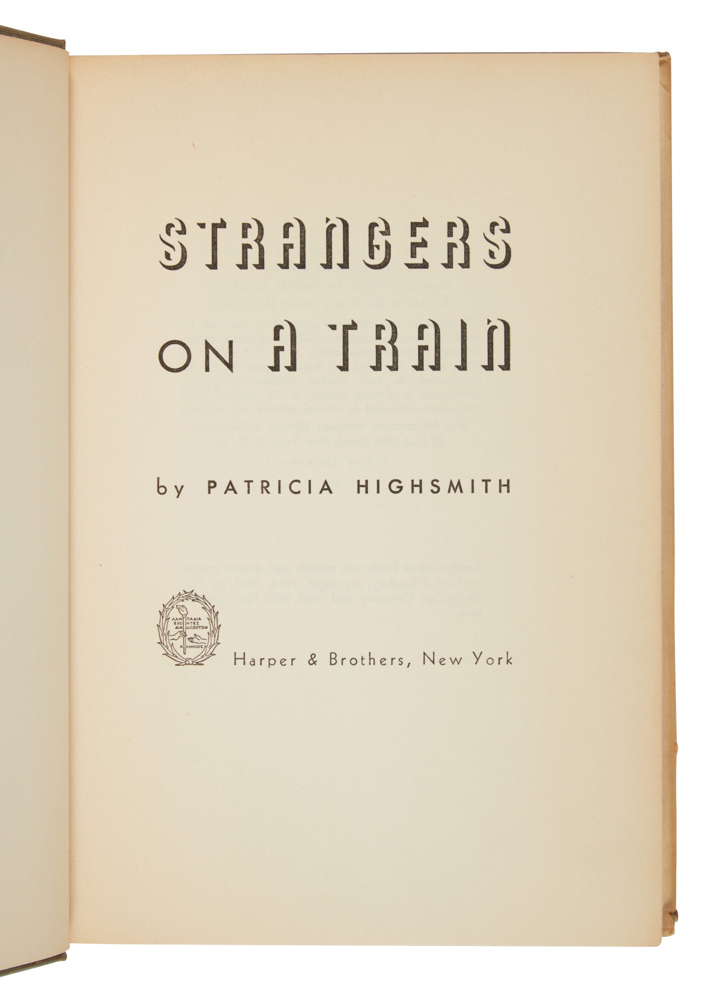 Highsmith, Patricia | Highsmith's High Spot, inscribed from "Pat ...