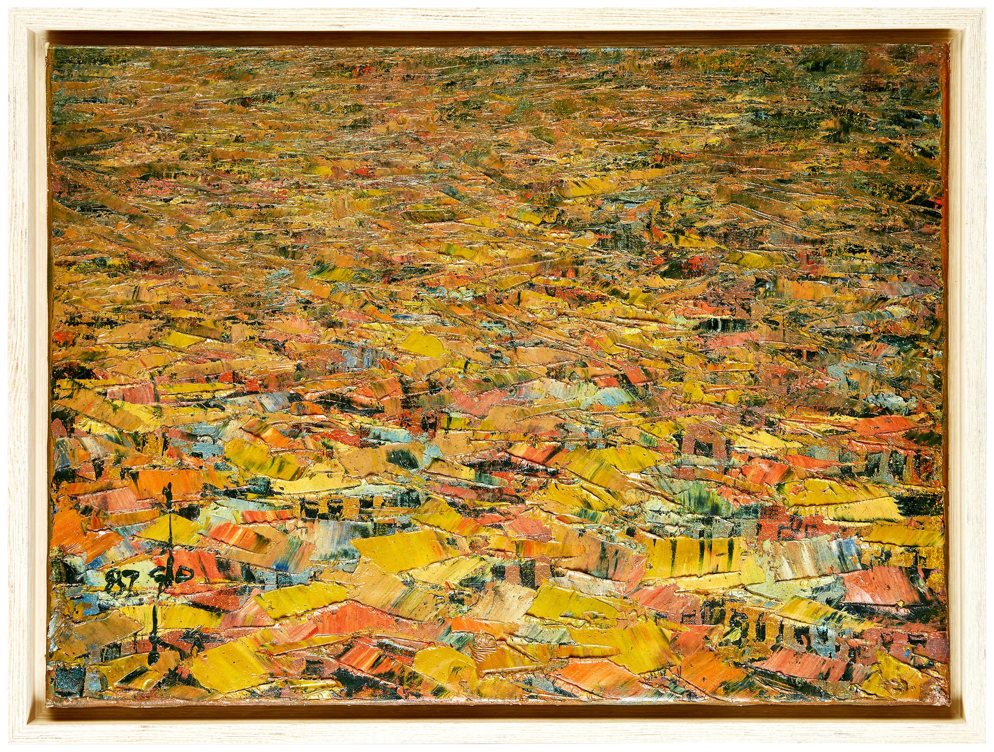 Ablade Glover, b. 1934 | View over a Village, Yellow roofs | Worlds ...