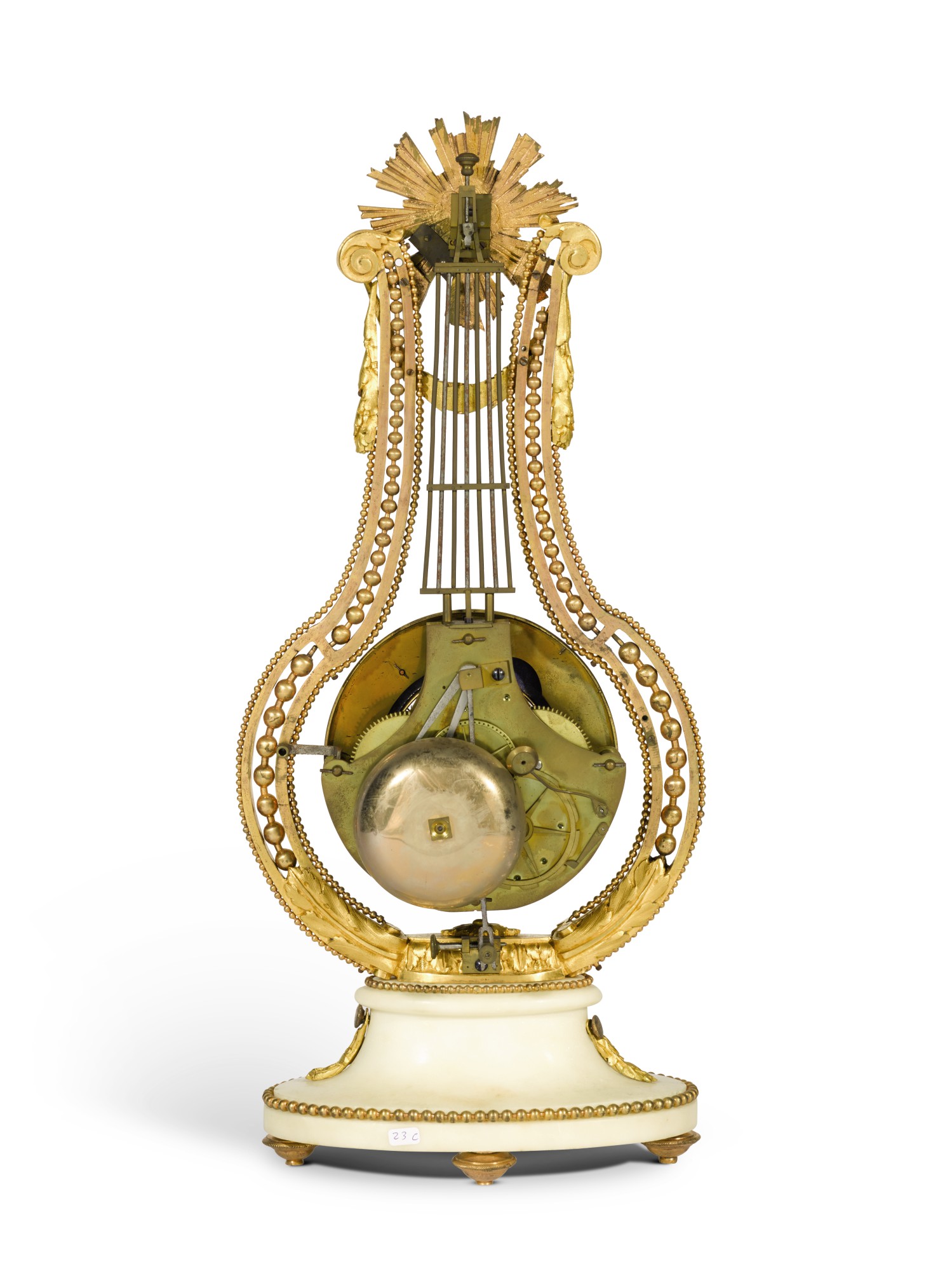 A Louis XVI gilt-bronze and white marble lyre mantel clock, Jean ...