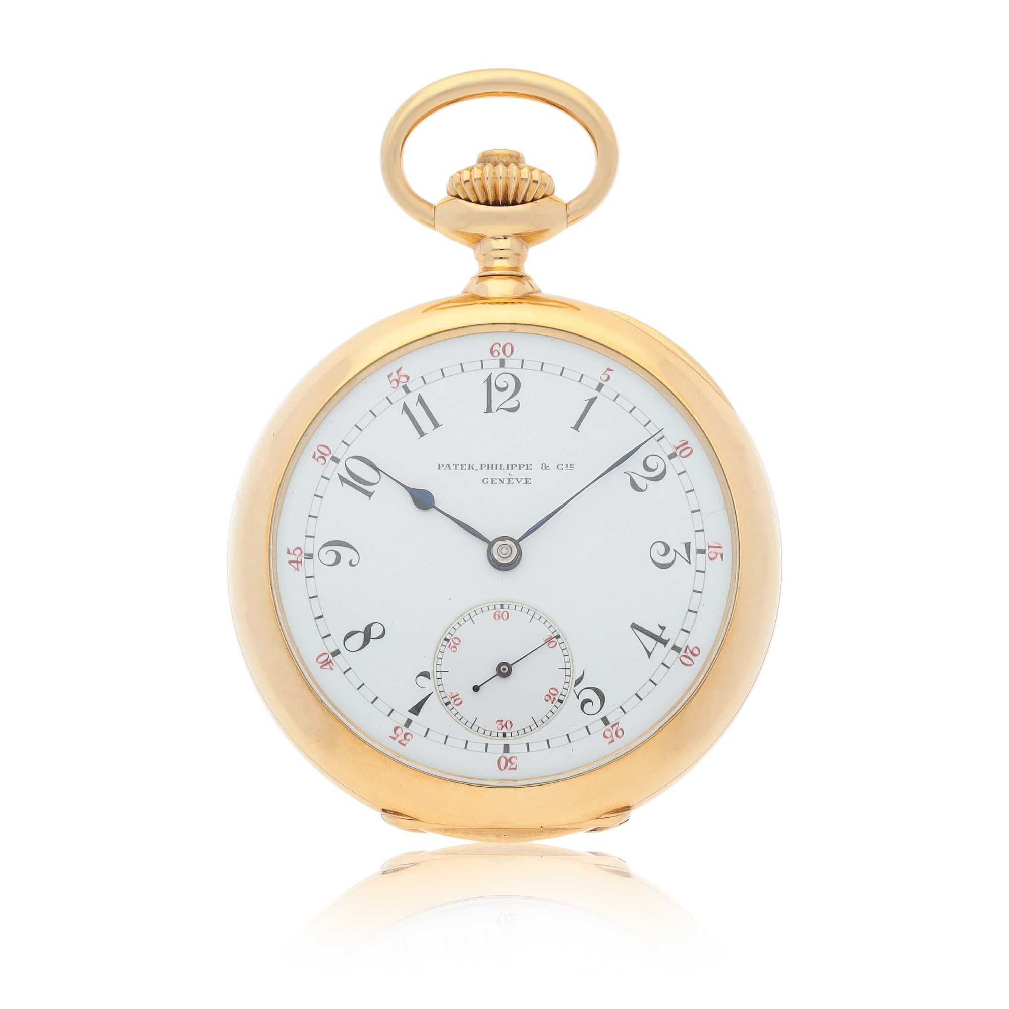 'Trip-Train' Yellow gold open-faced minute repeating watch with enamel ...