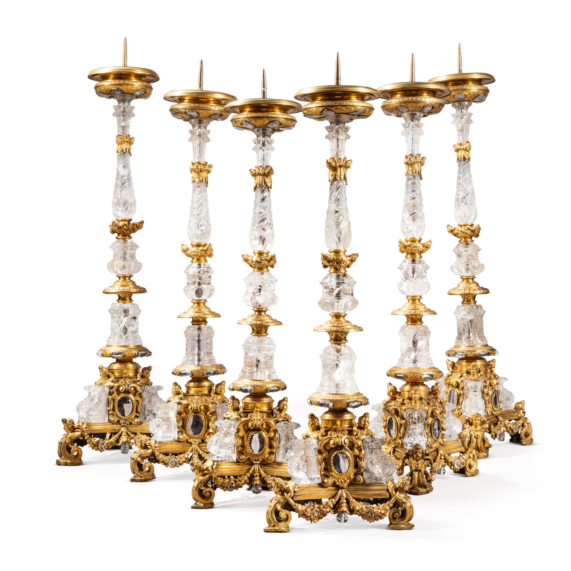 A rare set of six Italian pricket candlesticks, Naples, circa 1620-40 ...