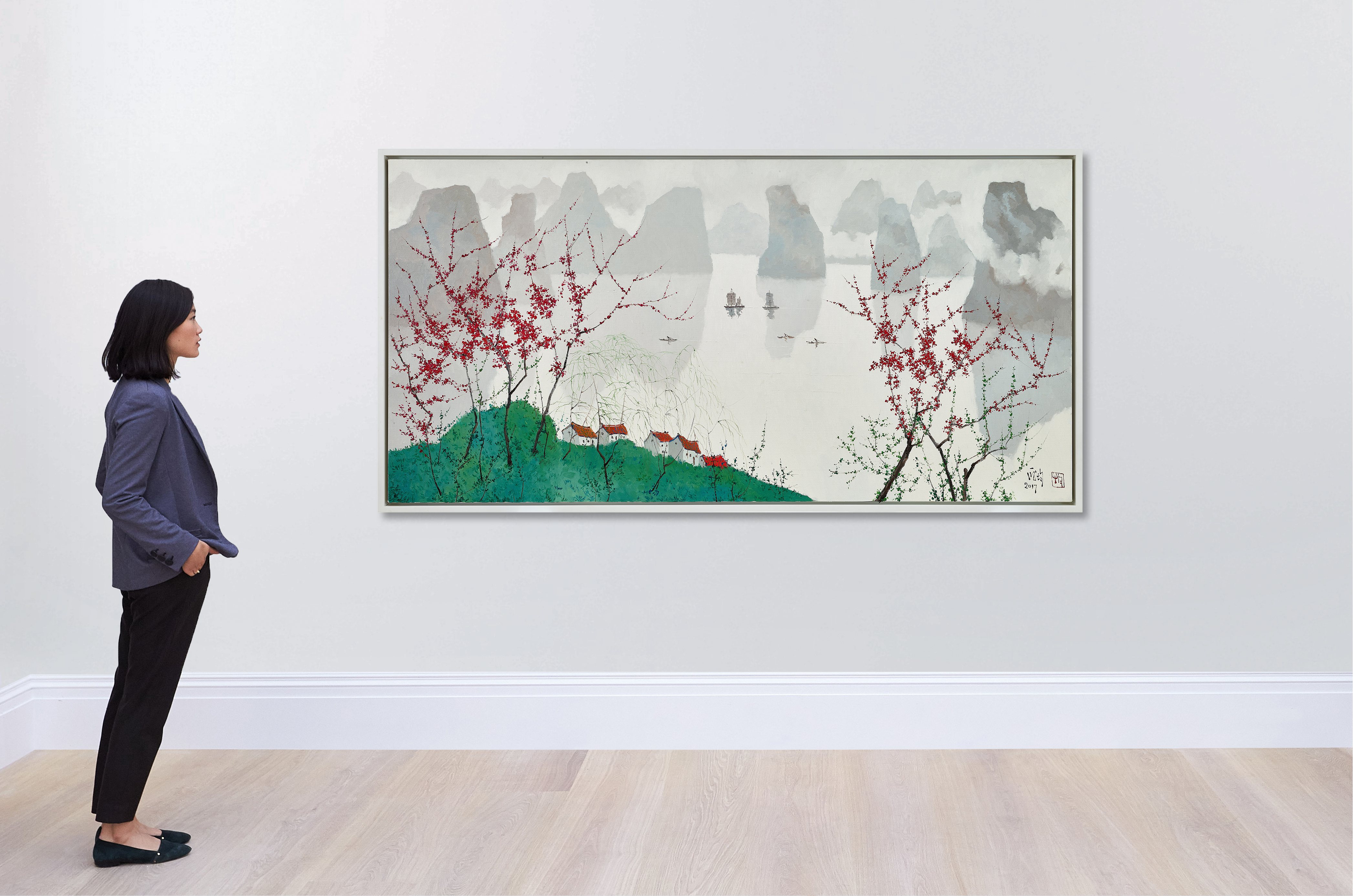 Pang Jiun 龎均 | Spring in Li River 柳綠花紅漓水清 | Modern Day Auction ...