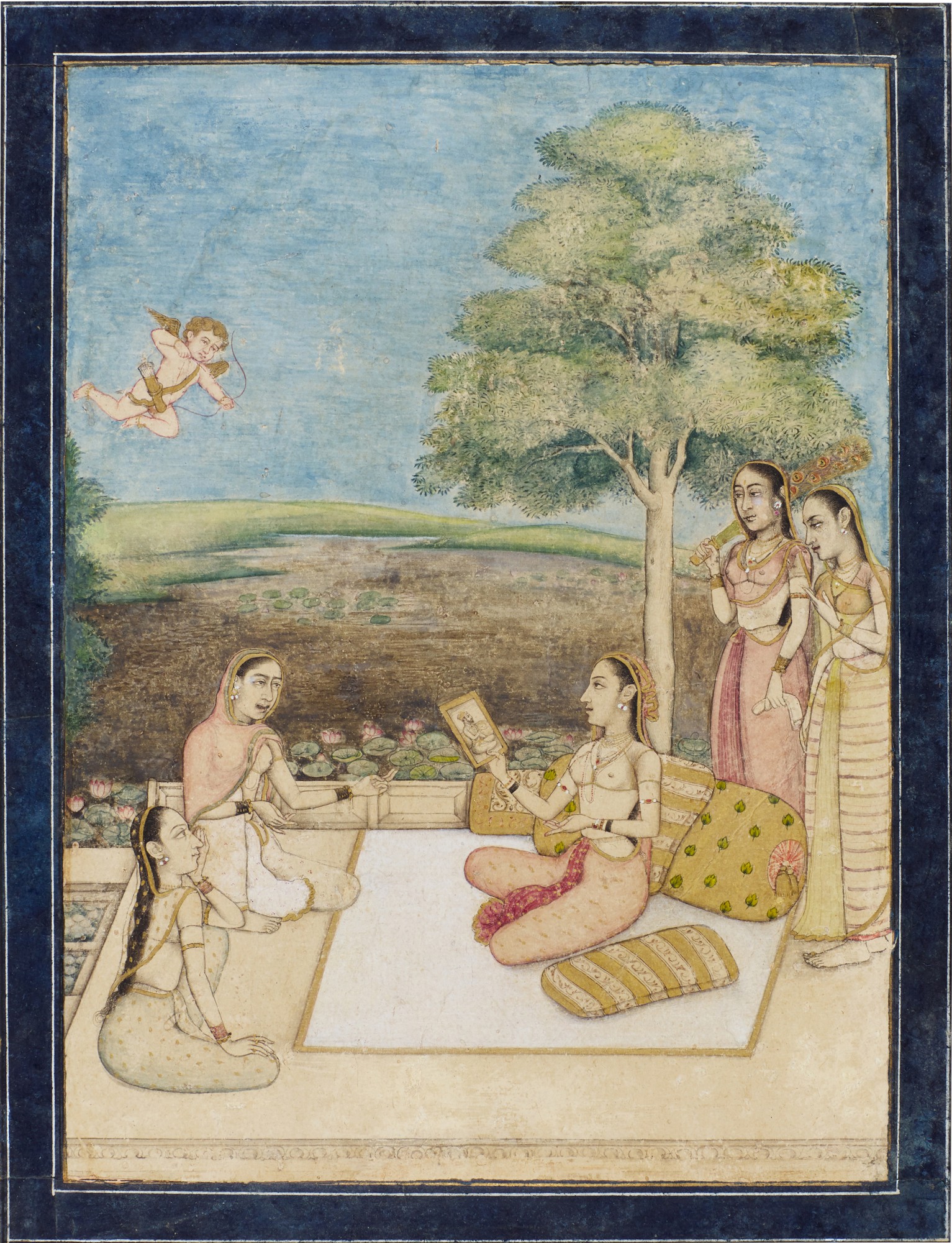 A lady with a portrait of her beloved; A princess visiting a shrine ...