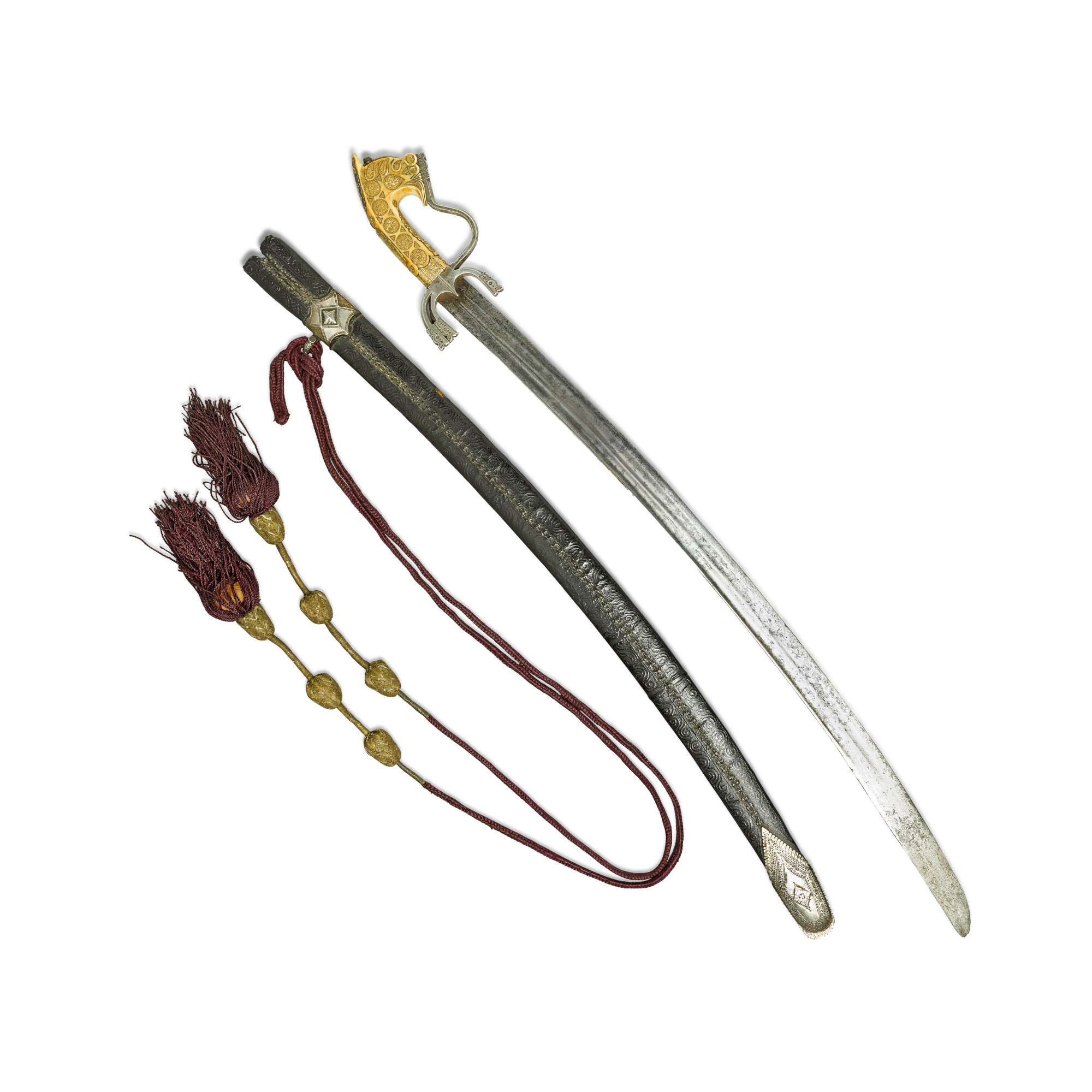 An ivory-hilted sword (nimcha) and scabbard, East Africa, Sultanate of ...