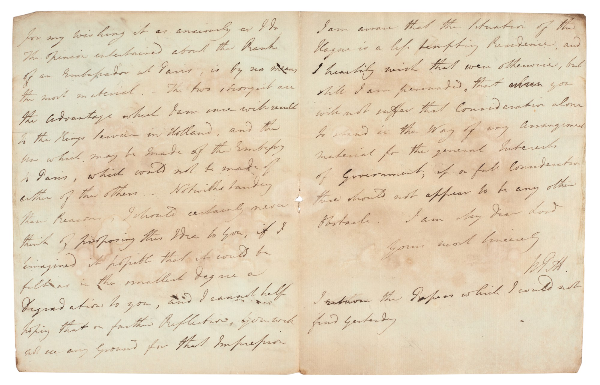 William Pitt, the Younger | Series of 12 autograph letters signed, to ...