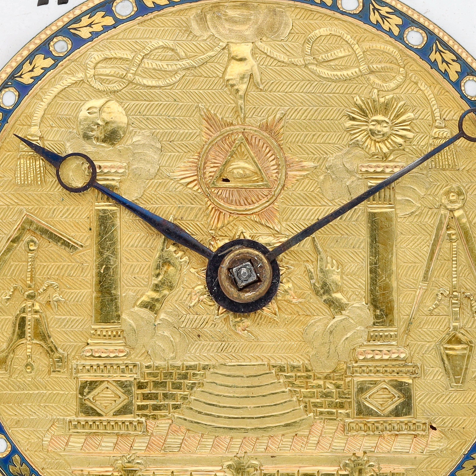 No. 15421, 599 A gold quarter repeating verge watch with Masonic themed ...