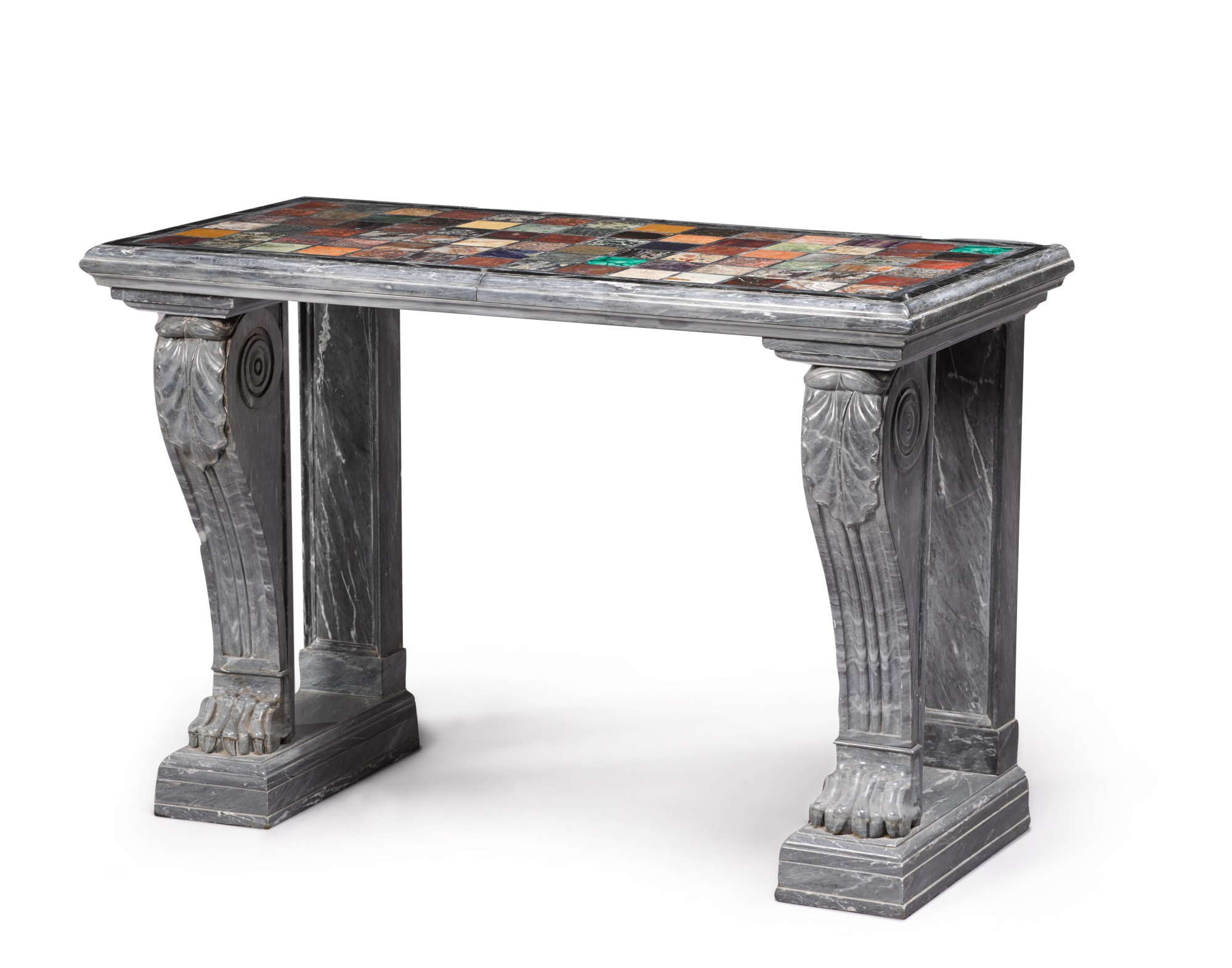 A William IV grey marble console table with a specimen marble top ...