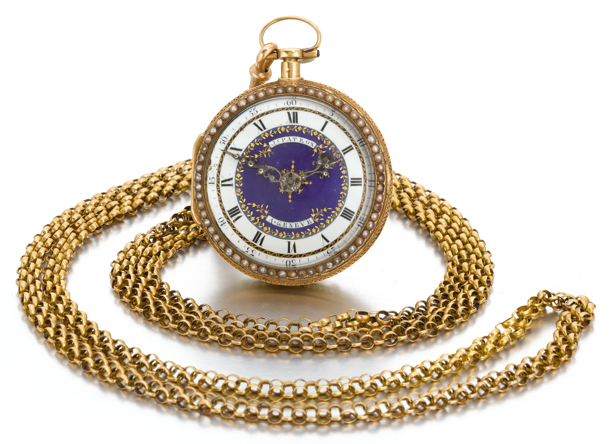 JS PATRON A GENEVE | A GOLD OPEN-FACED QUARTER REPEATING VERGE WATCH ...