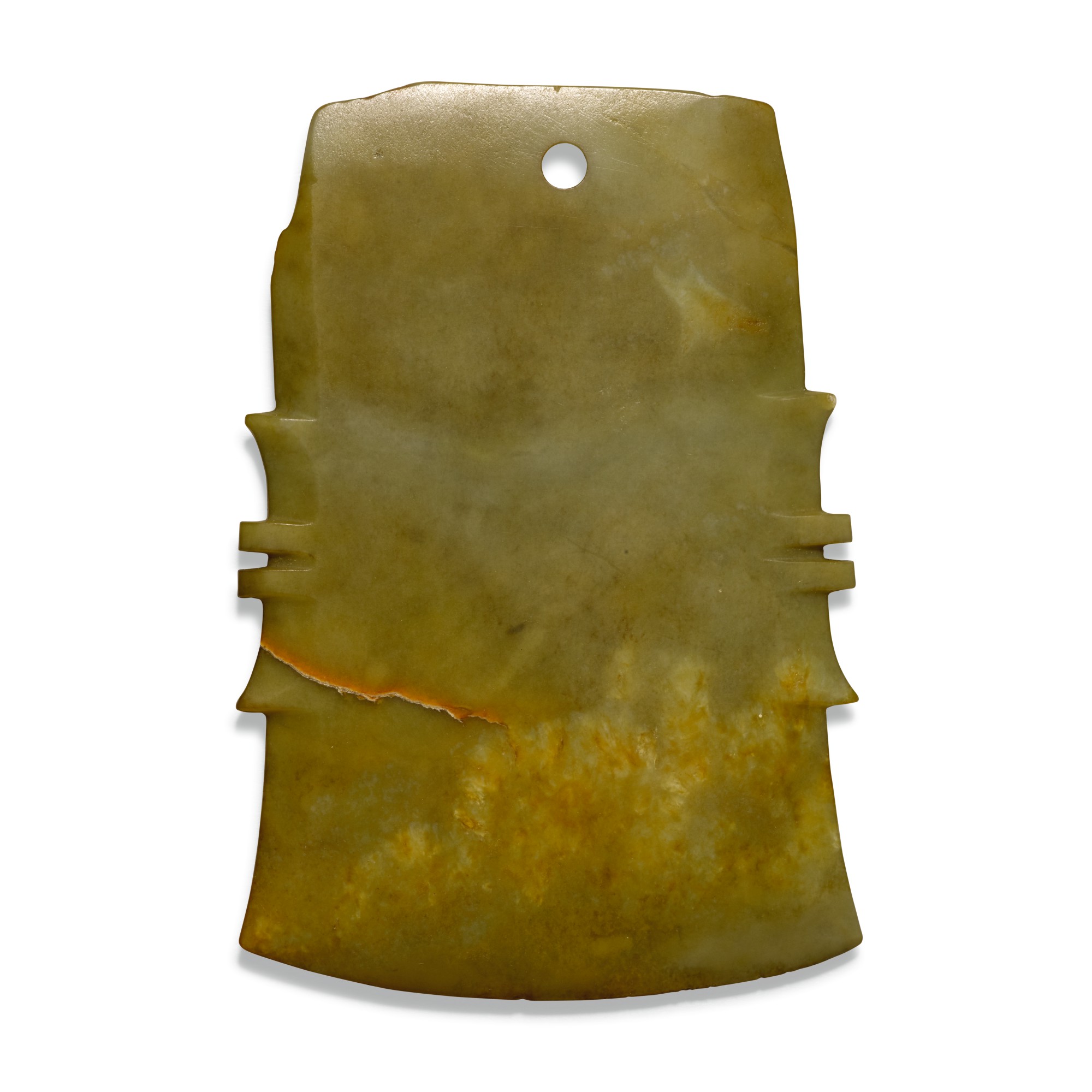 A SMALL JADE NOTCHED AXE, FU, SHANG DYNASTY/WESTERN ZHOU DYNASTY | 商/西周 ...