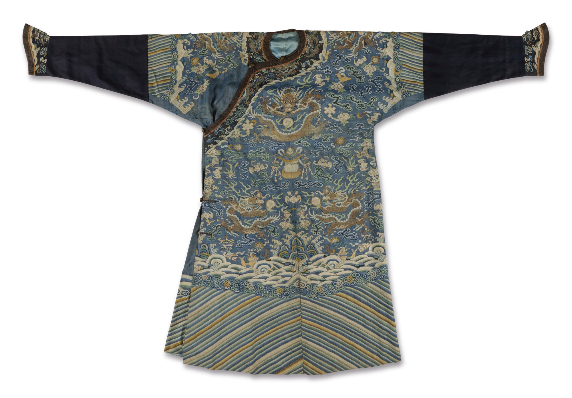 A BLUE-GROUND KESI ‘DRAGON’ ROBE, LATE QING DYNASTY | The Hundred ...