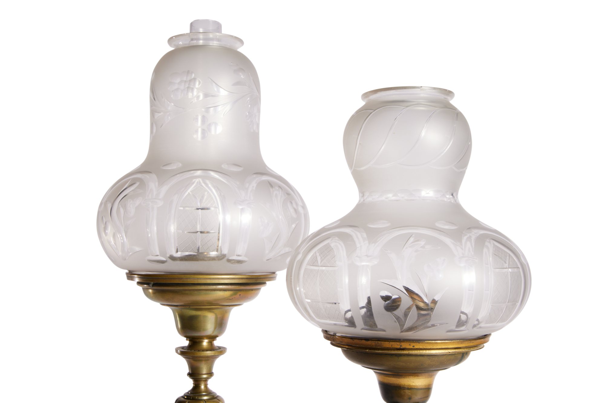 Two American Brass and Glass-Mounted Fluid Lamps, Late 19th Century ...