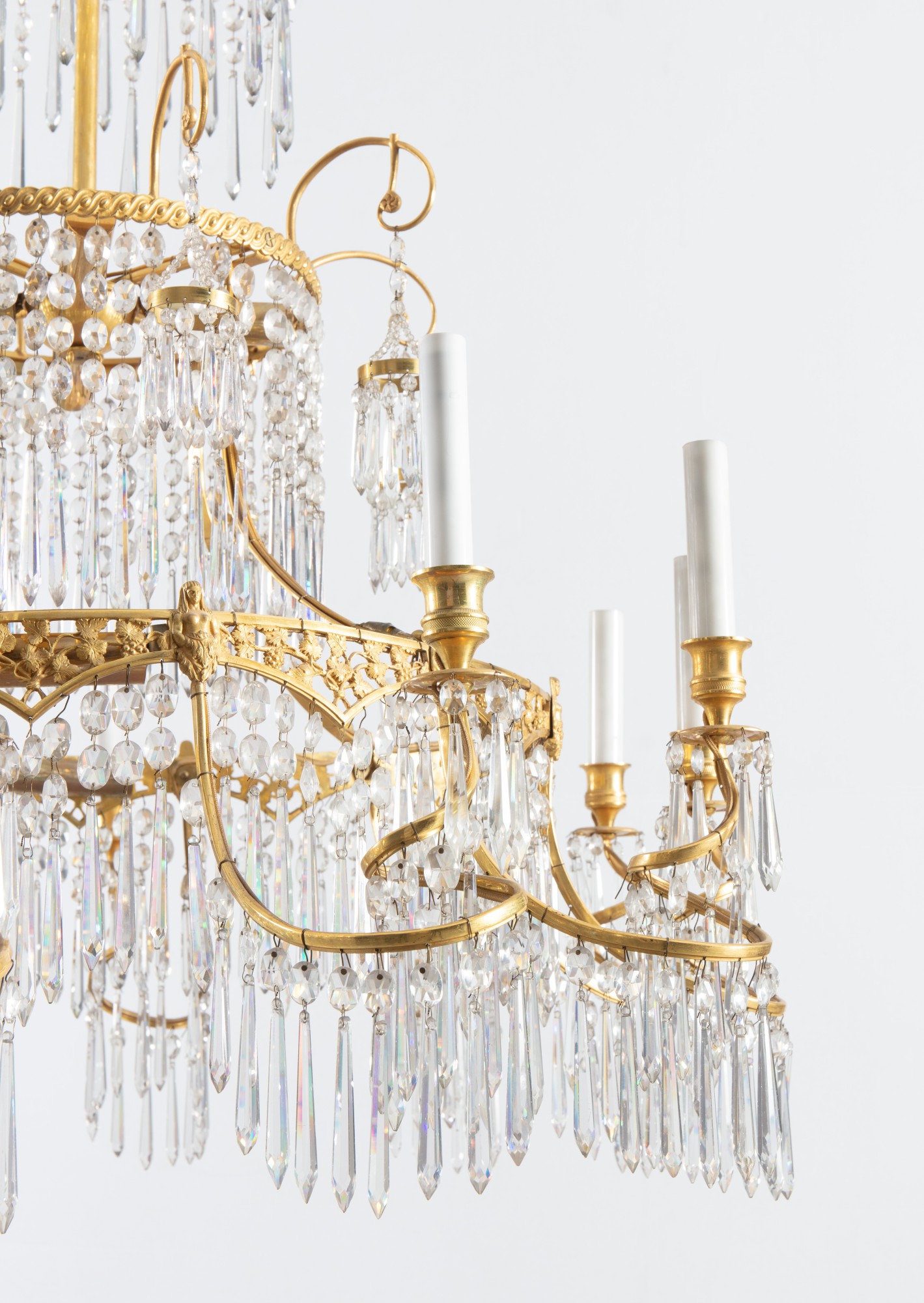 A GERMAN NEOCLASSICAL GILT-BRONZE AND CUT-CRYSTAL CHANDELIER ATTRIBUTED ...