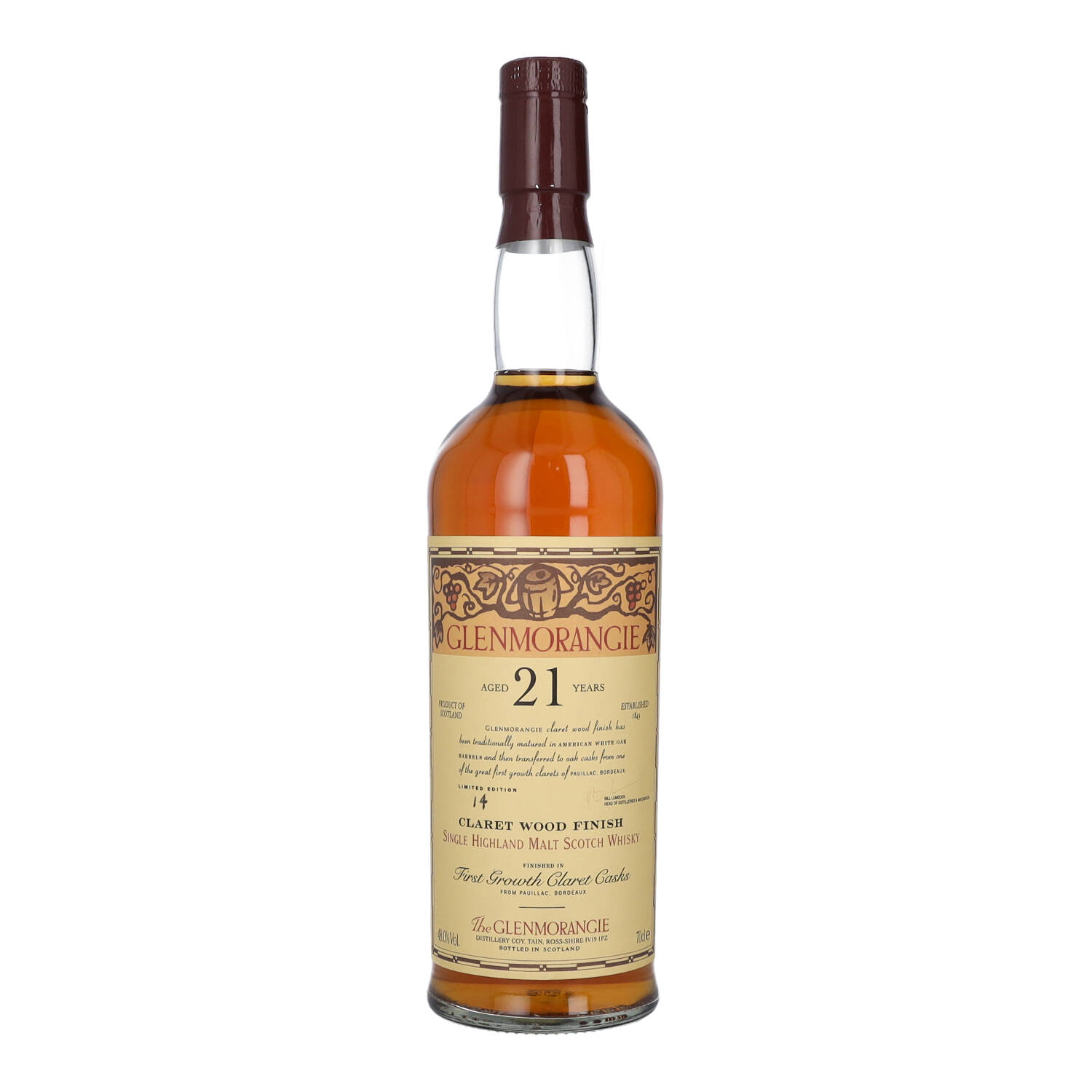 Glenmorangie 21 Year Old Claret Wood Finish 48.0 abv NV (1 BT70 ...