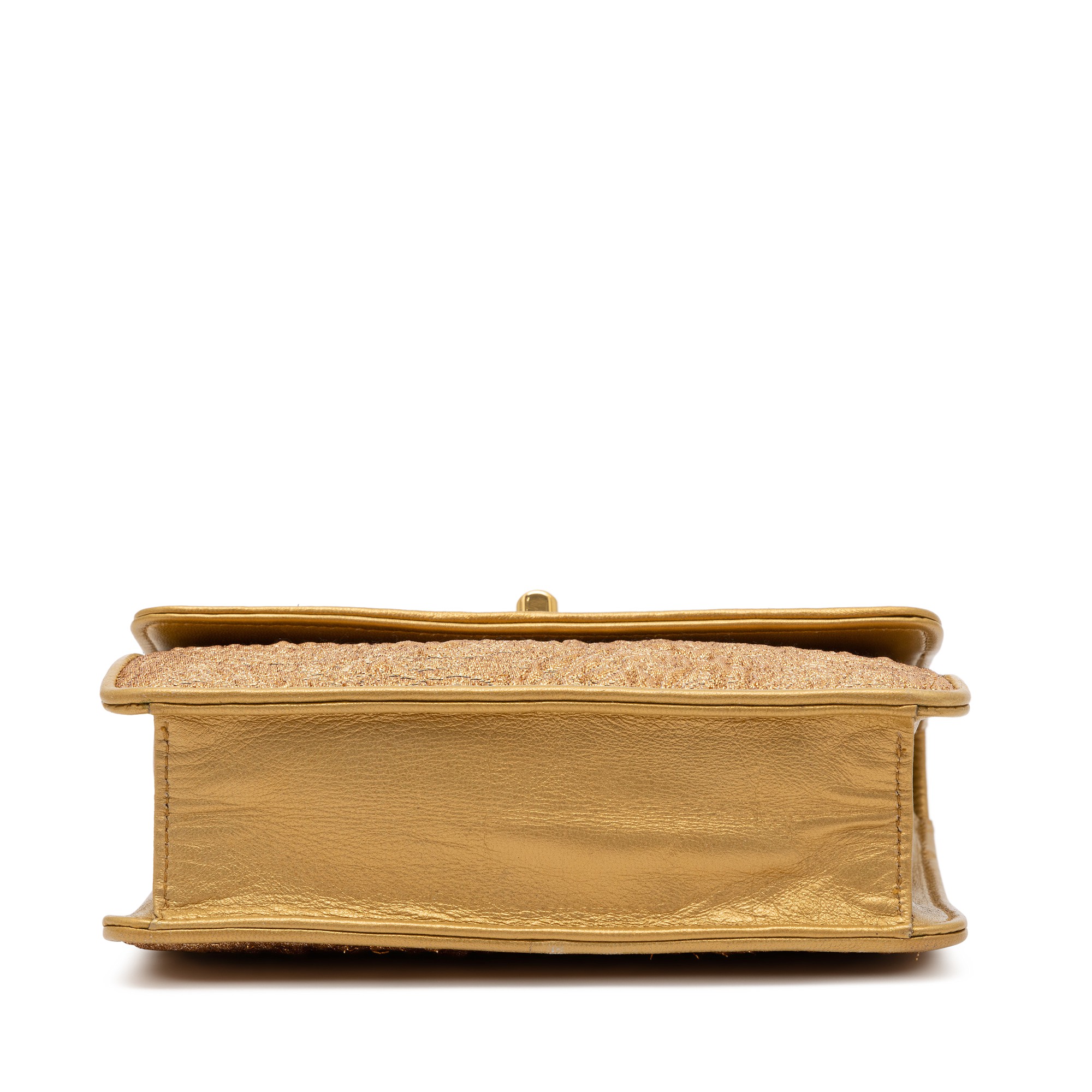 Gold Brocade Textile and Lambskin Mini Half-Flap Gold Hardware, 1992 ...