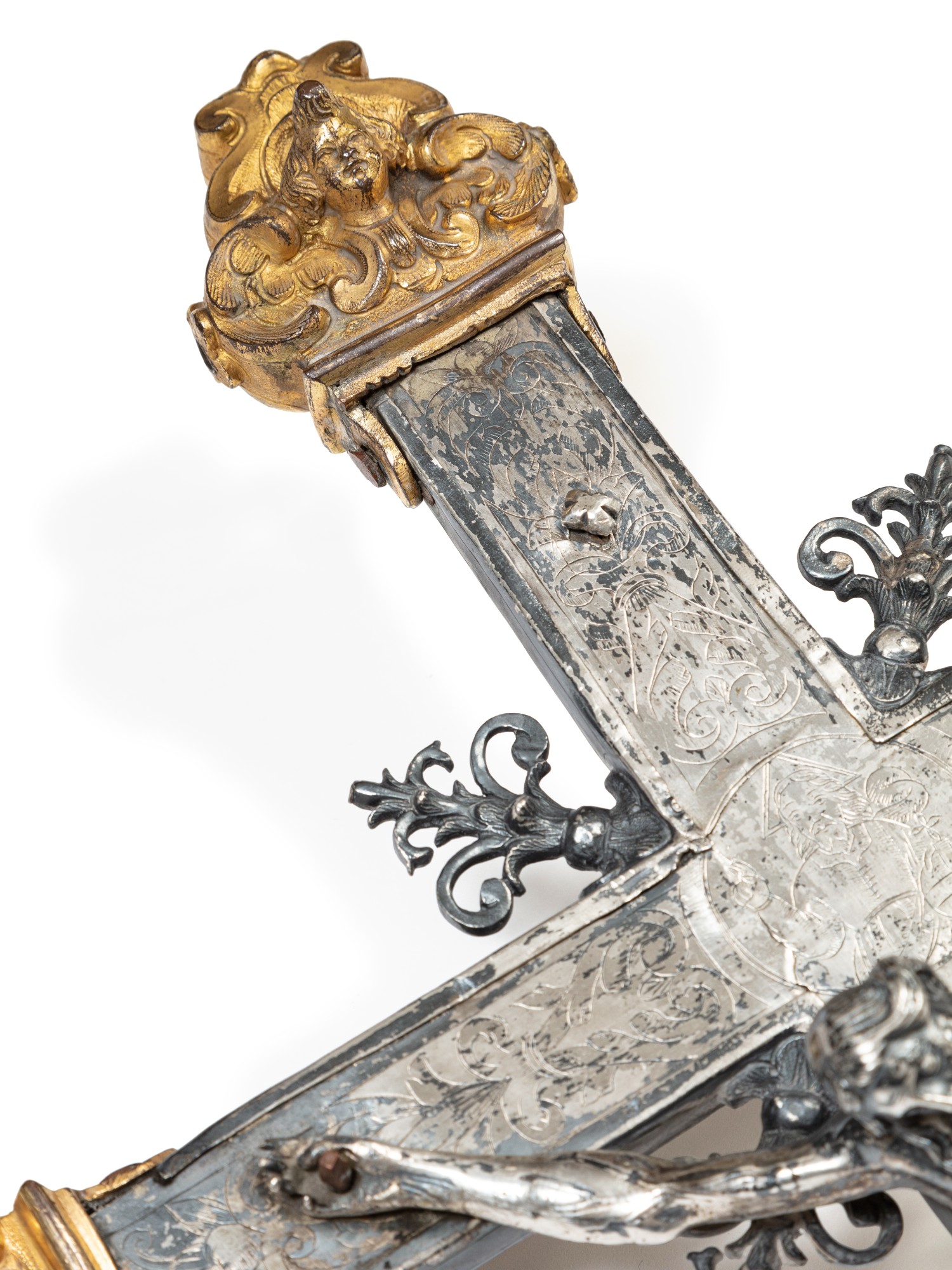 A silver and gilt bronze processional cross on wooden core, probably ...