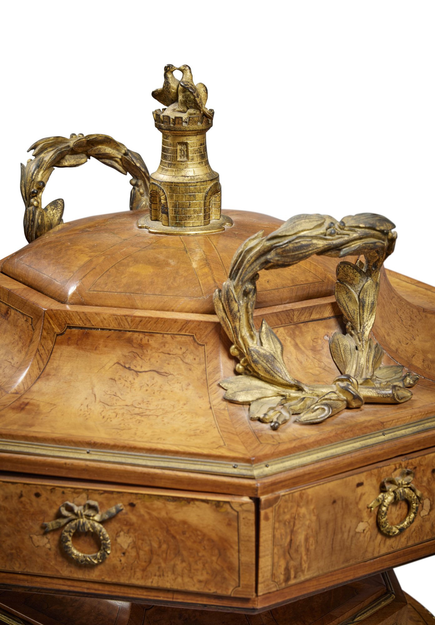 A Louis XV Gilt-Bronze Mounted Burr Walnut and Tulipwood Table a ...