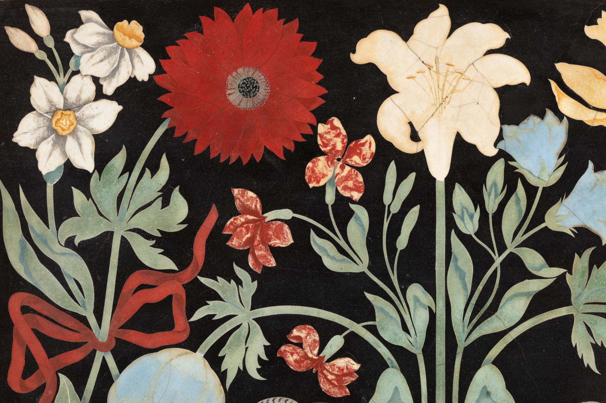 A pair of scagliola panels with birds and flowers | Paire de panneaux ...