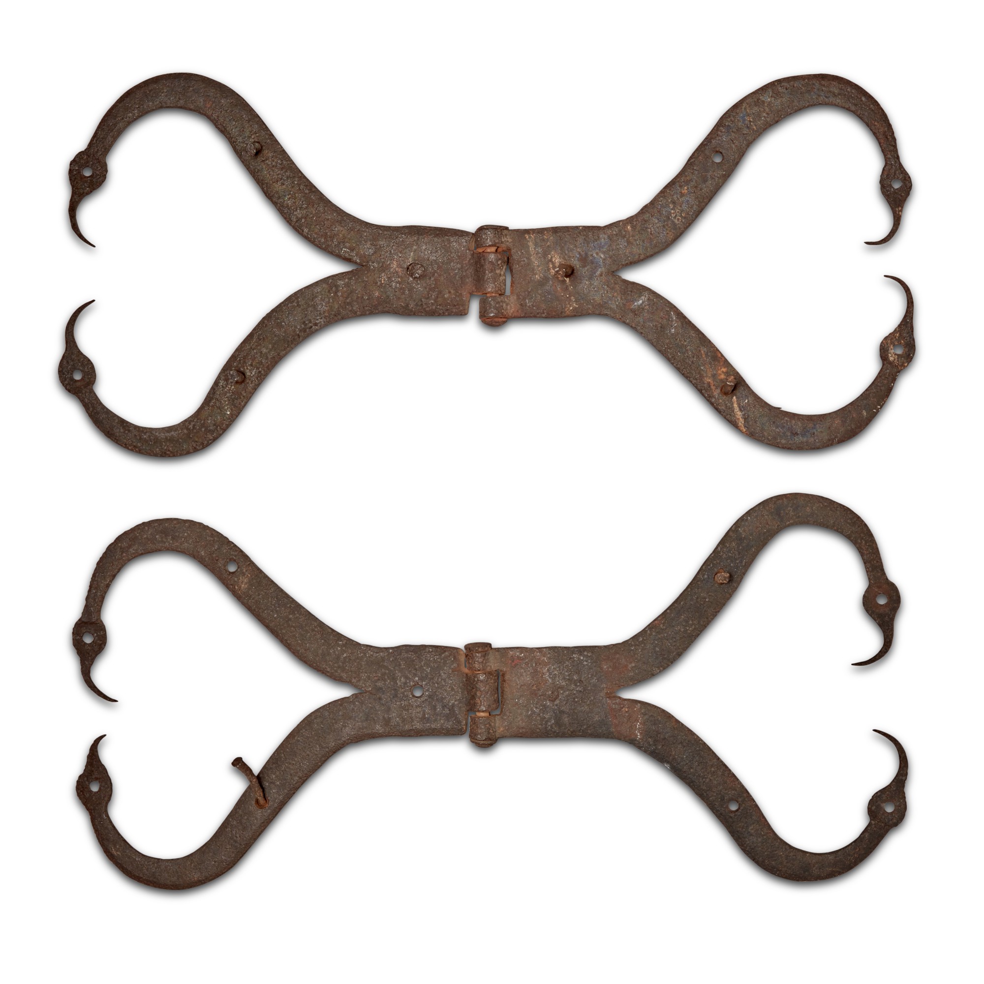 Pair of American Wrought Iron Bird-Head Door Hinges, Pennsylvania ...