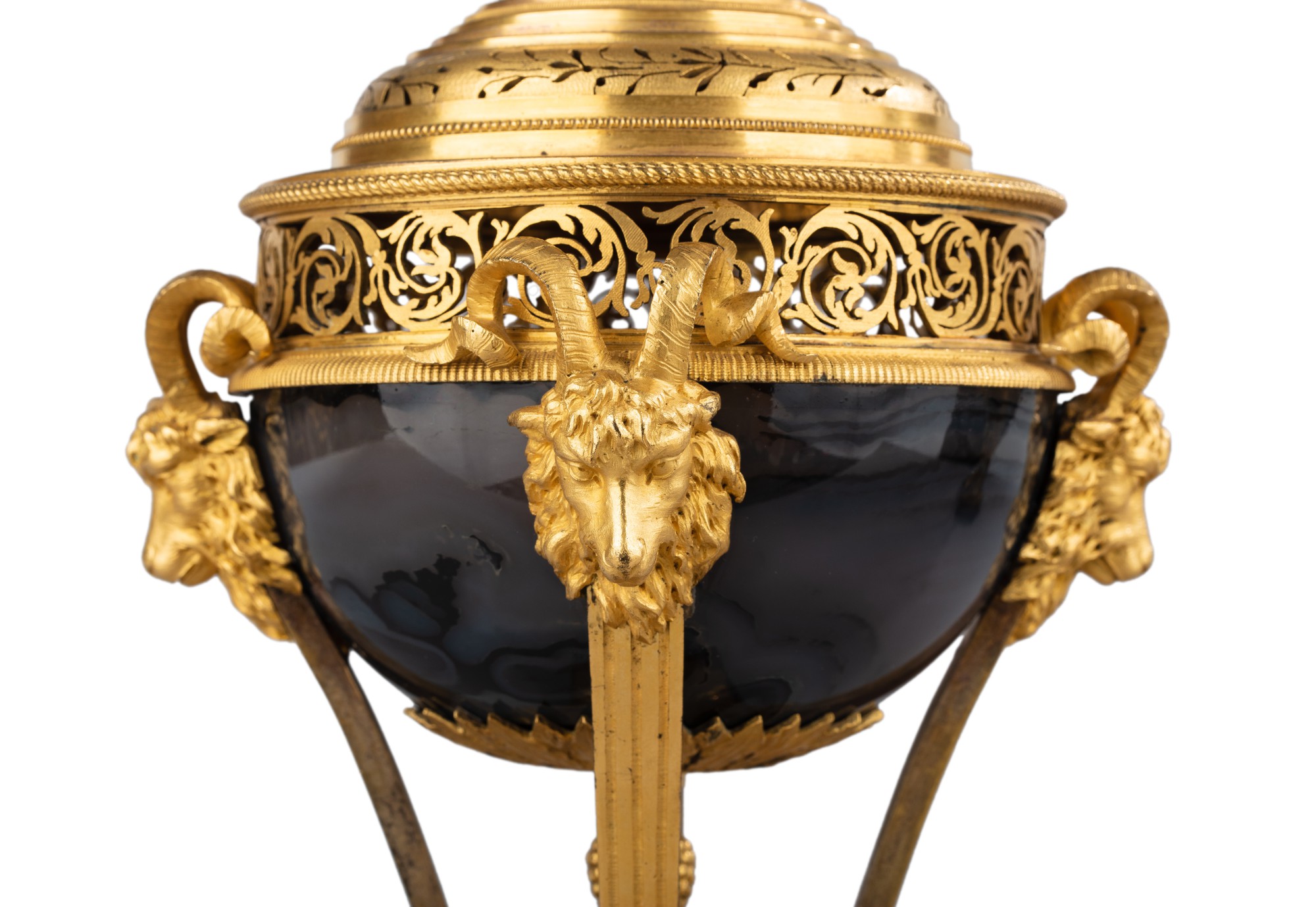 A pair of early Louis XVI gilt-bronze mounted agate pot-pourri ...
