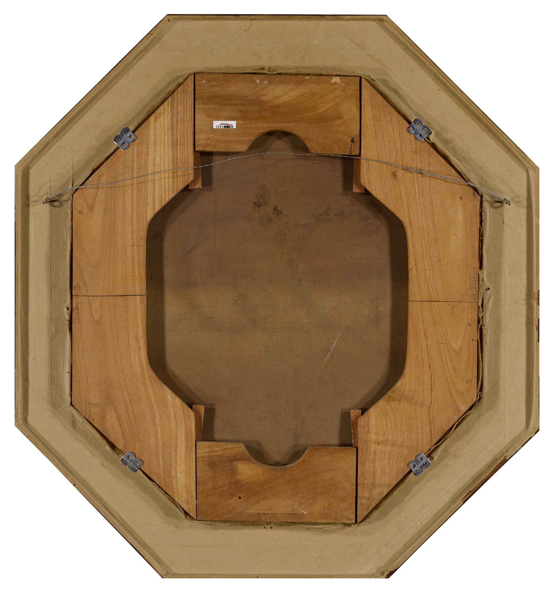 Octagonal still life of flowers in a decorative vase embellished with a ...